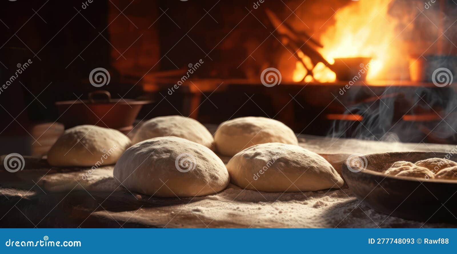 Bread Preparation, Hands Kneading Dough on Table, Closeup. Generative ...