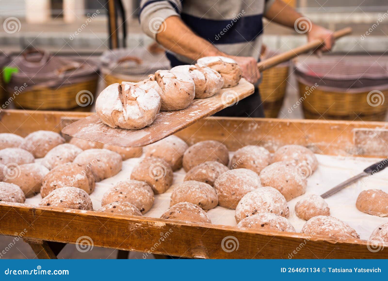 Bread Preparation. Loaves of Dough before Baking Stock Photo - Image of ...