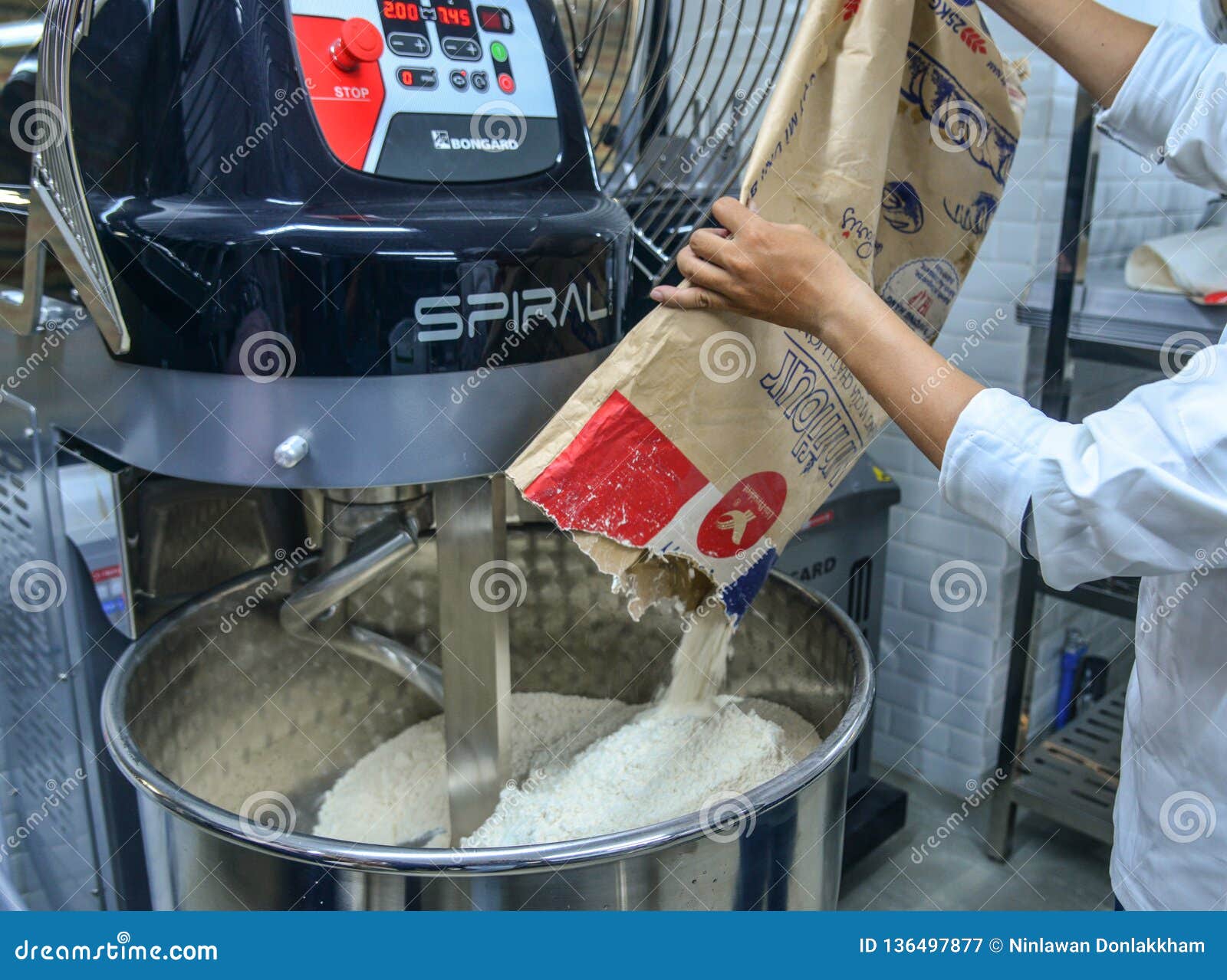 Bread Process by Using Flour Mixing Machine Editorial Photography ...