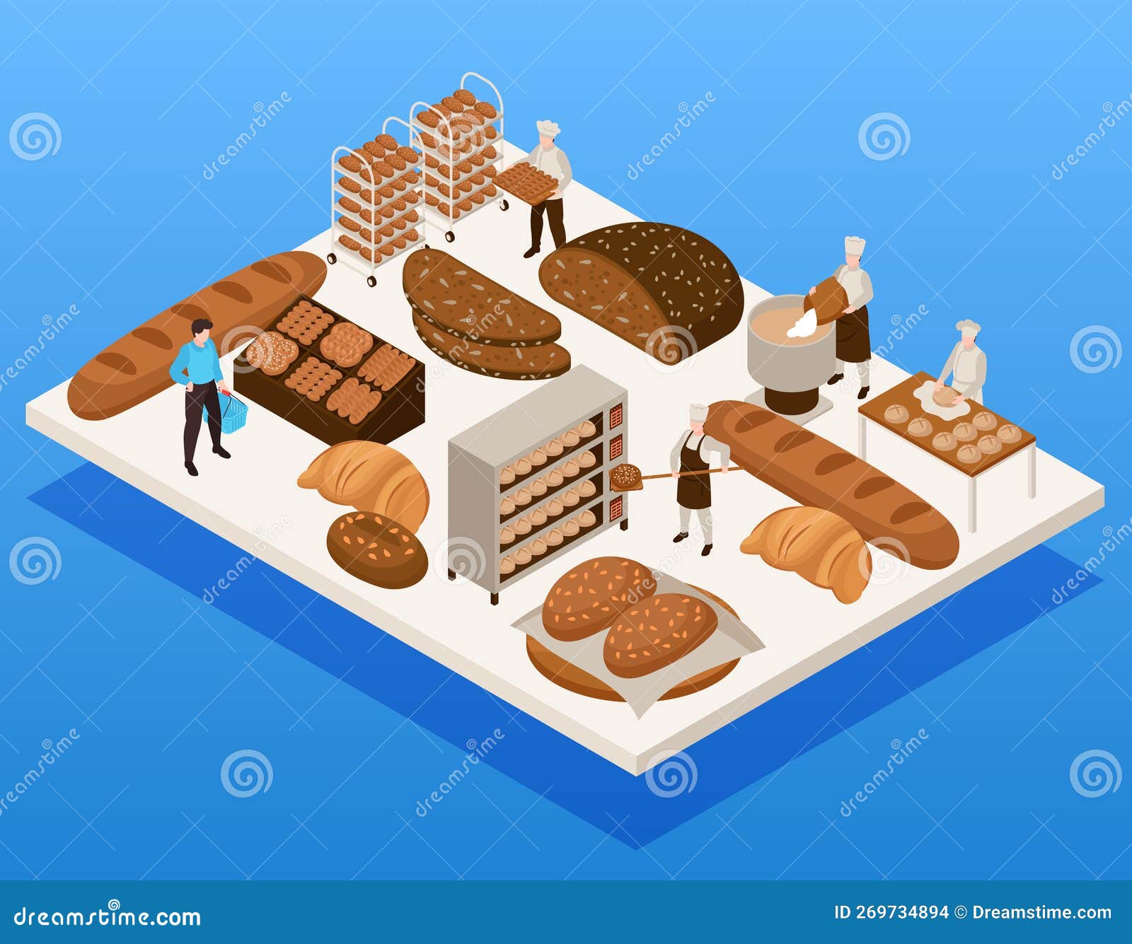 Bread Production Process With Automated Processing Line Vector ...