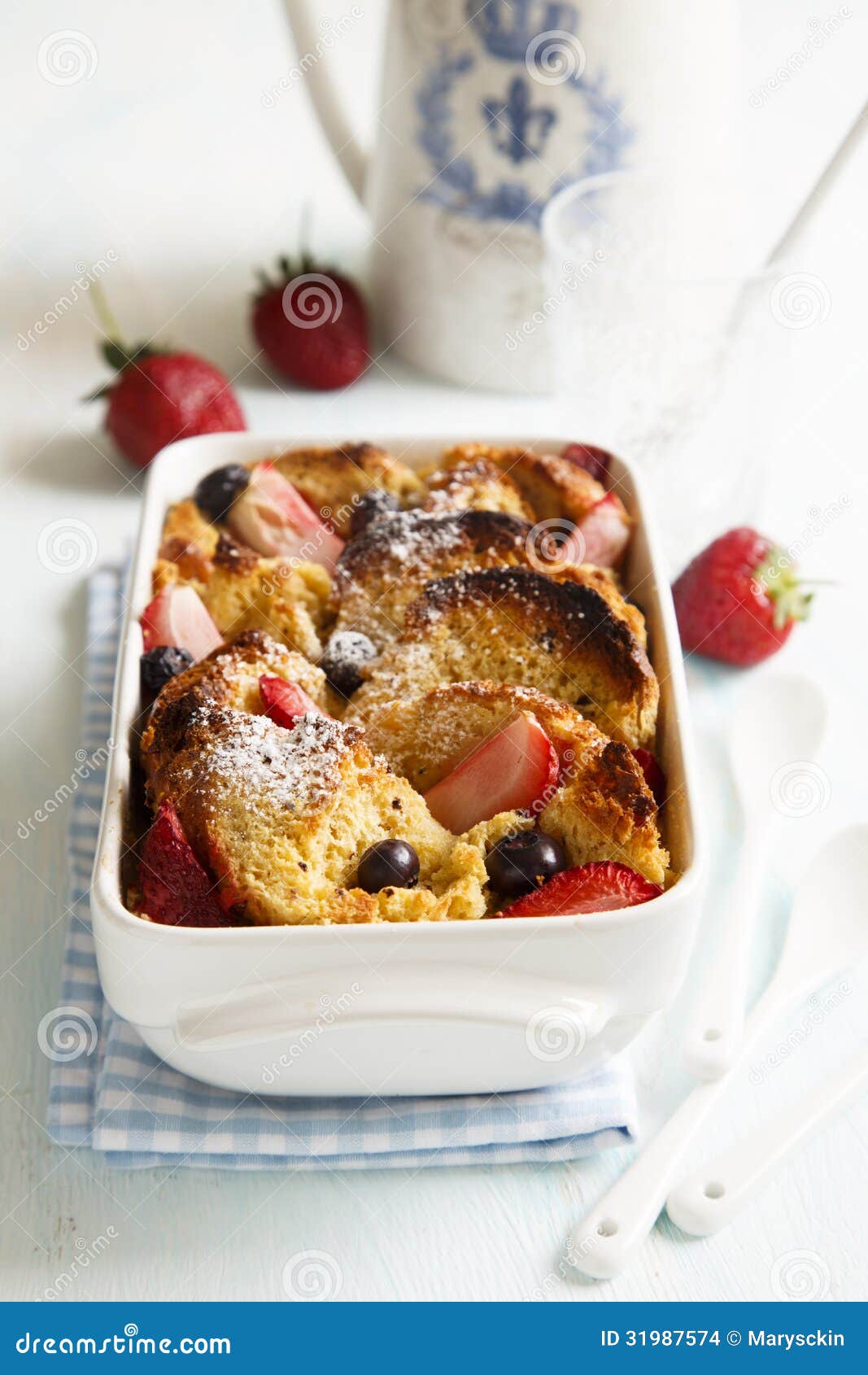 Bread pudding with berries stock photo. Image of brioche - 31987574