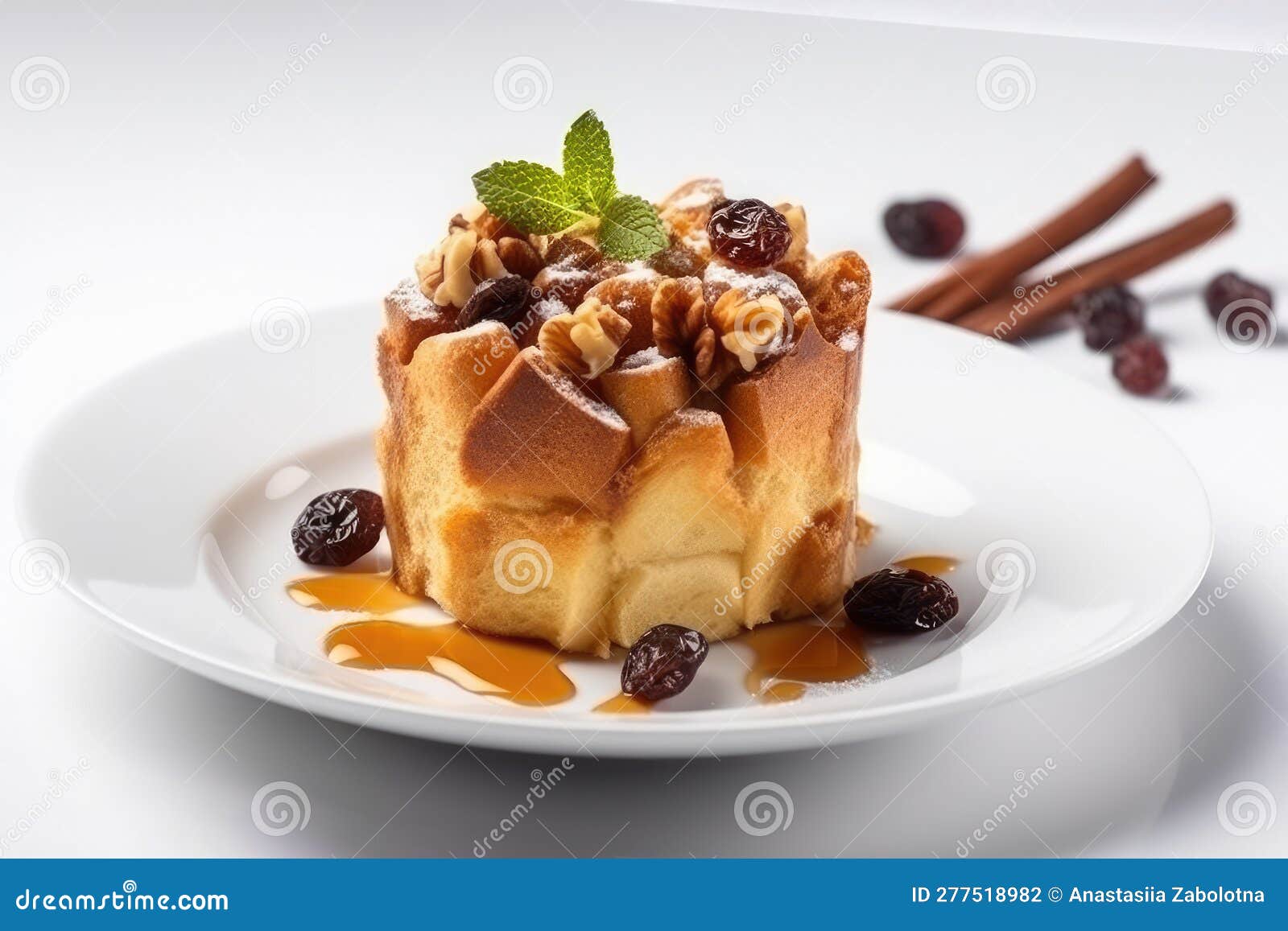 Bread Pudding Vegetarian Dessert on White Background. Generative AI ...