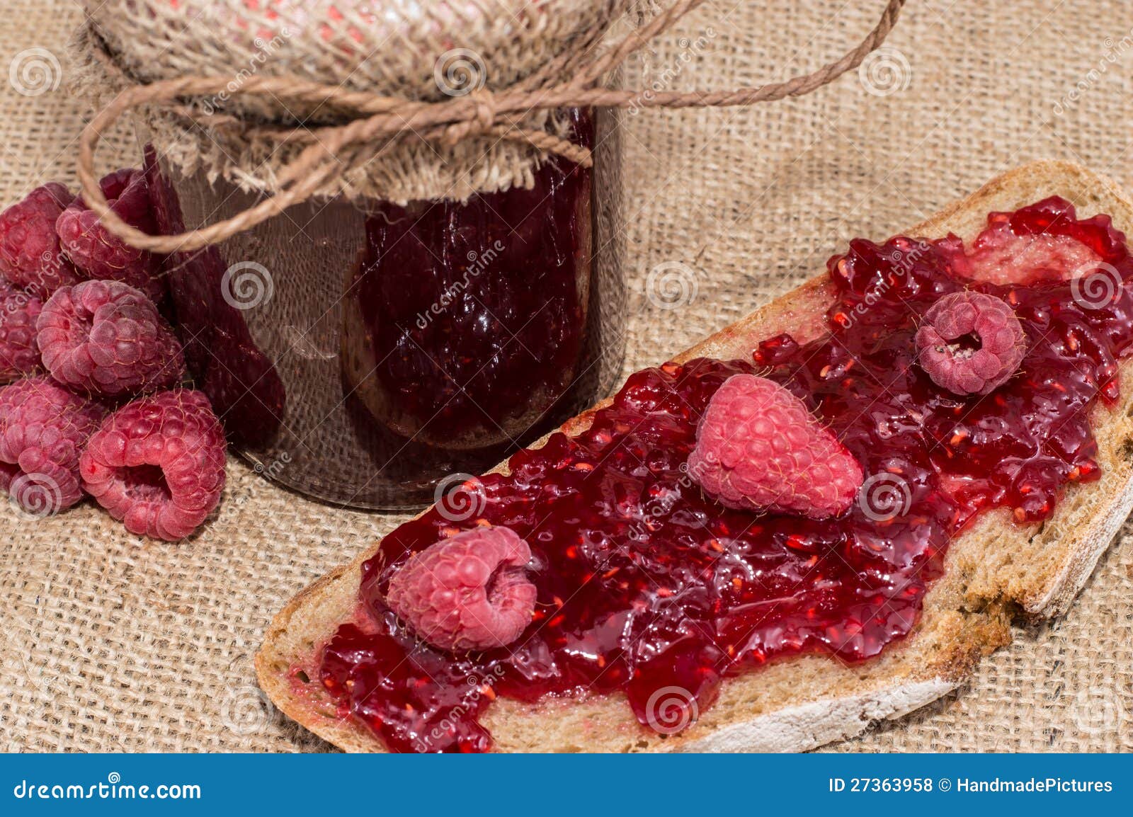 Bread with Raspberry Jam (rustic Background) Stock Photo - Image of ...