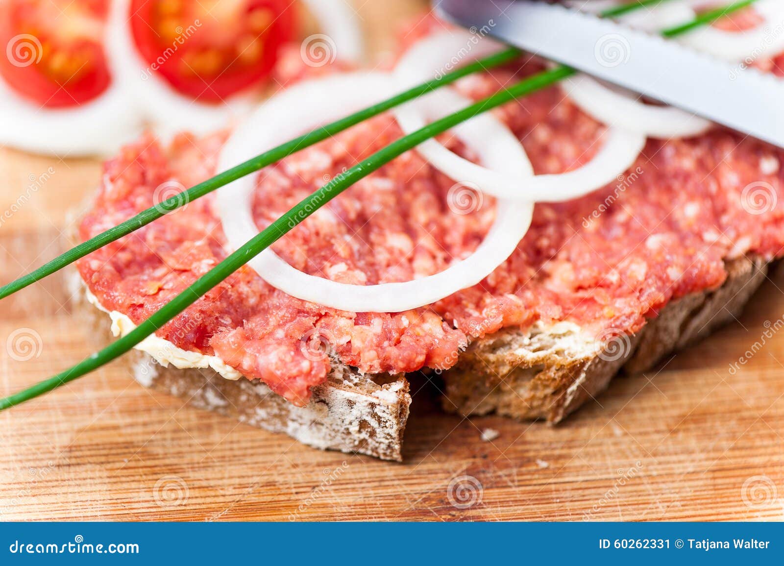 Bread with raw beef stock image. Image of spread, foodstuff - 60262331