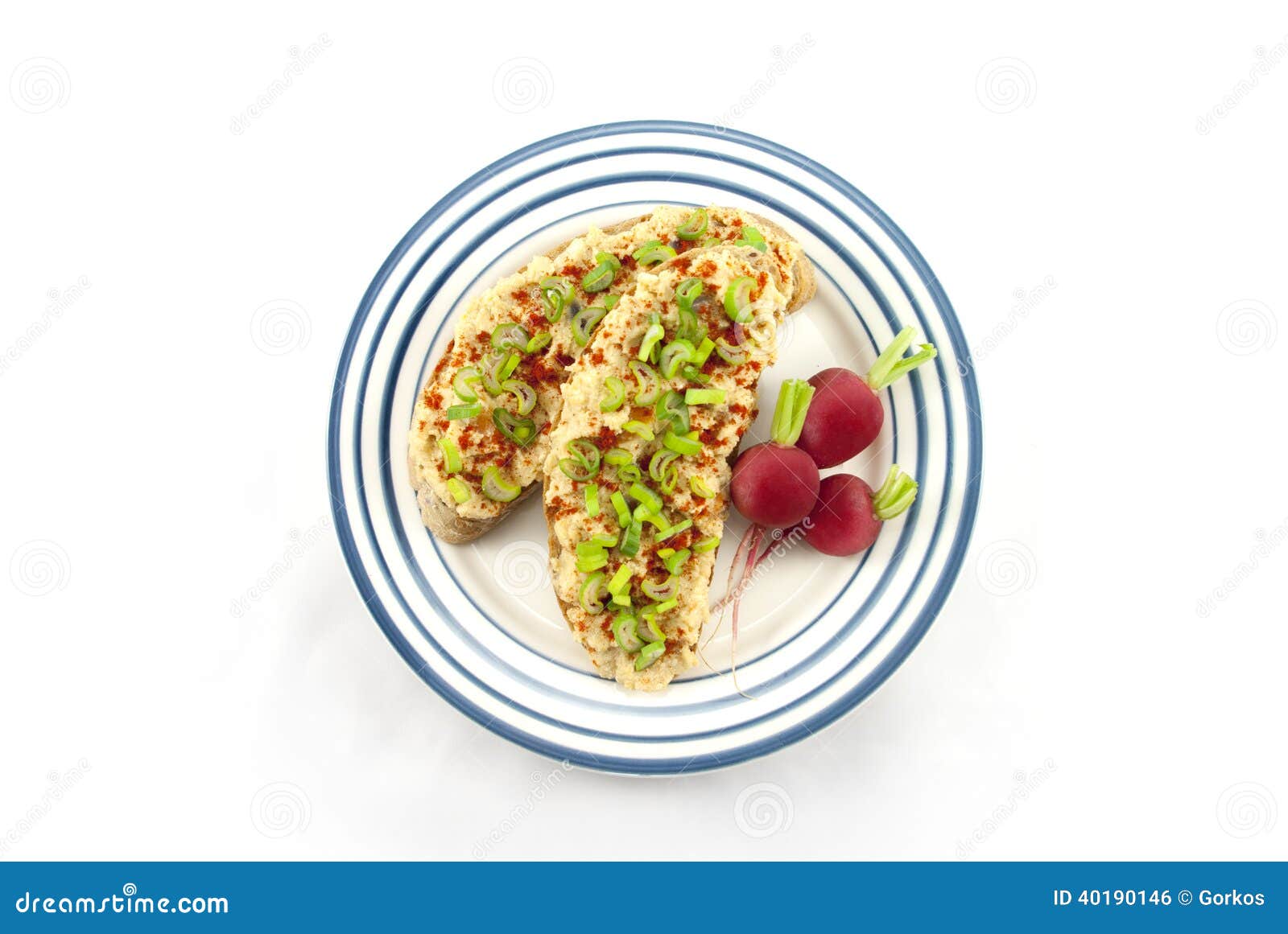 Bread with Red Lentil Spread and Tofu Stock Photo - Image of grain ...