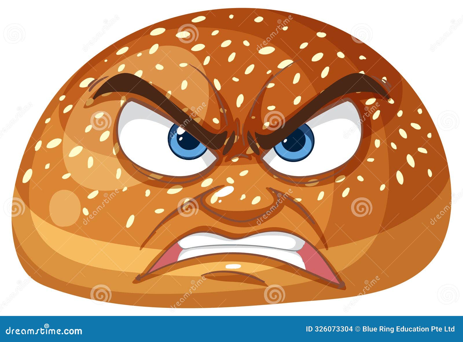 A bread roll with an angry stock illustration. Illustration of ...