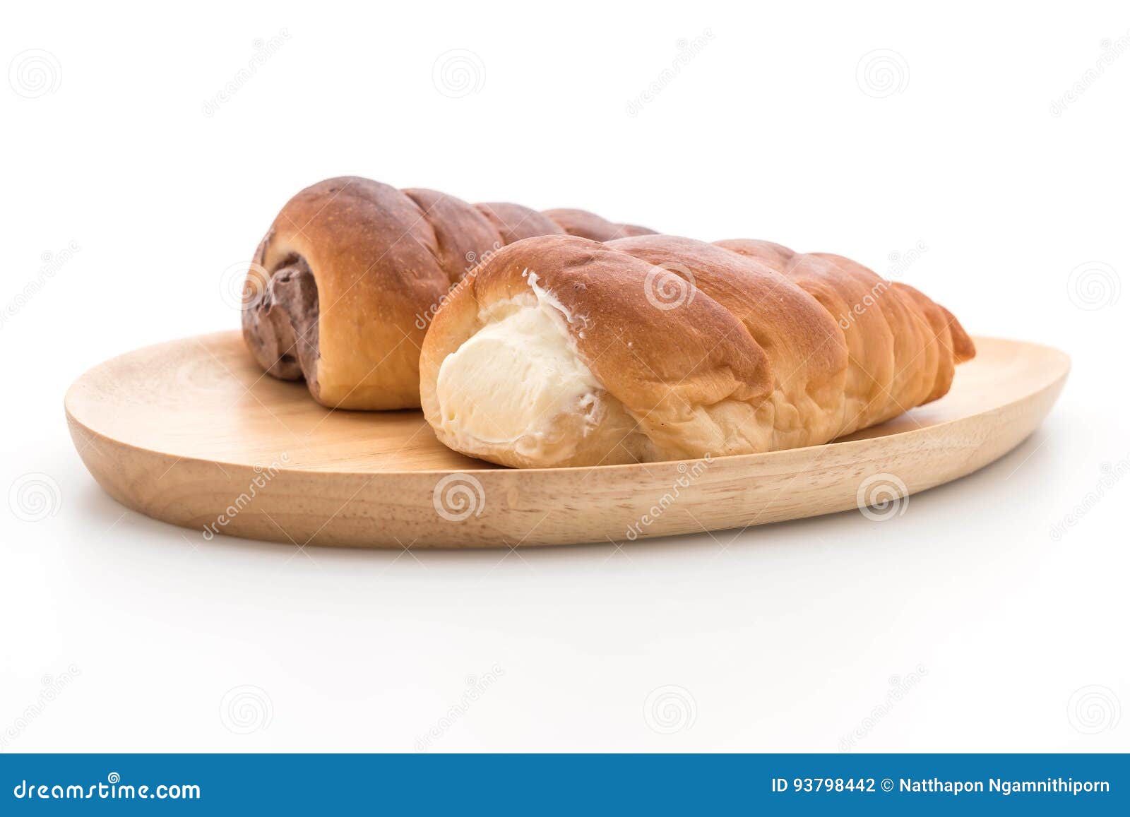 Bread roll with cream stock photo. Image of coronet, snack - 93798442