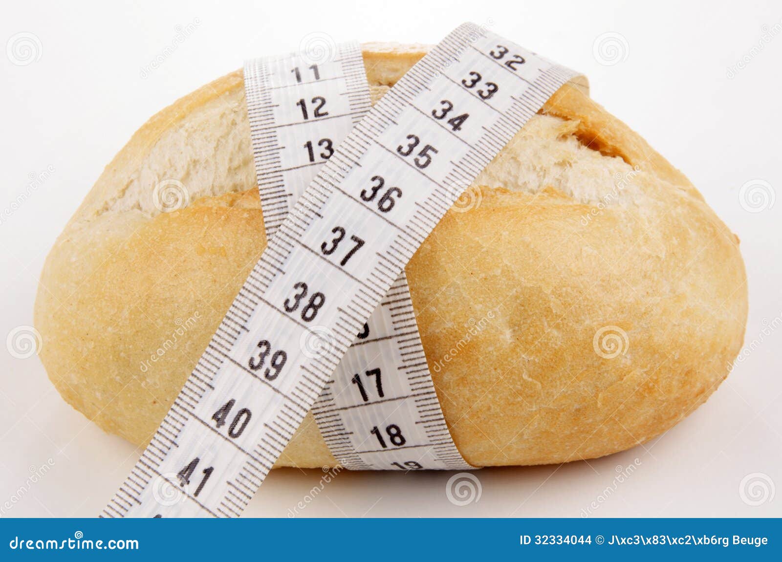 Bread Roll with a Measuring Tape Stock Photo - Image of measuring ...