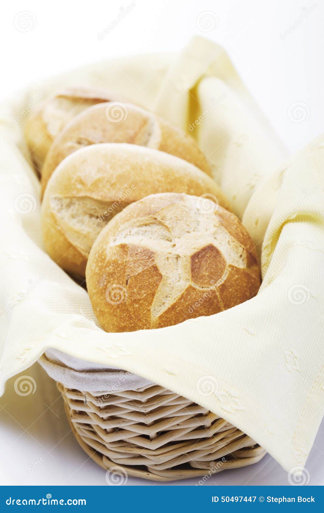 Bread rolls in basket stock image. Image of dough, pastry - 50497447