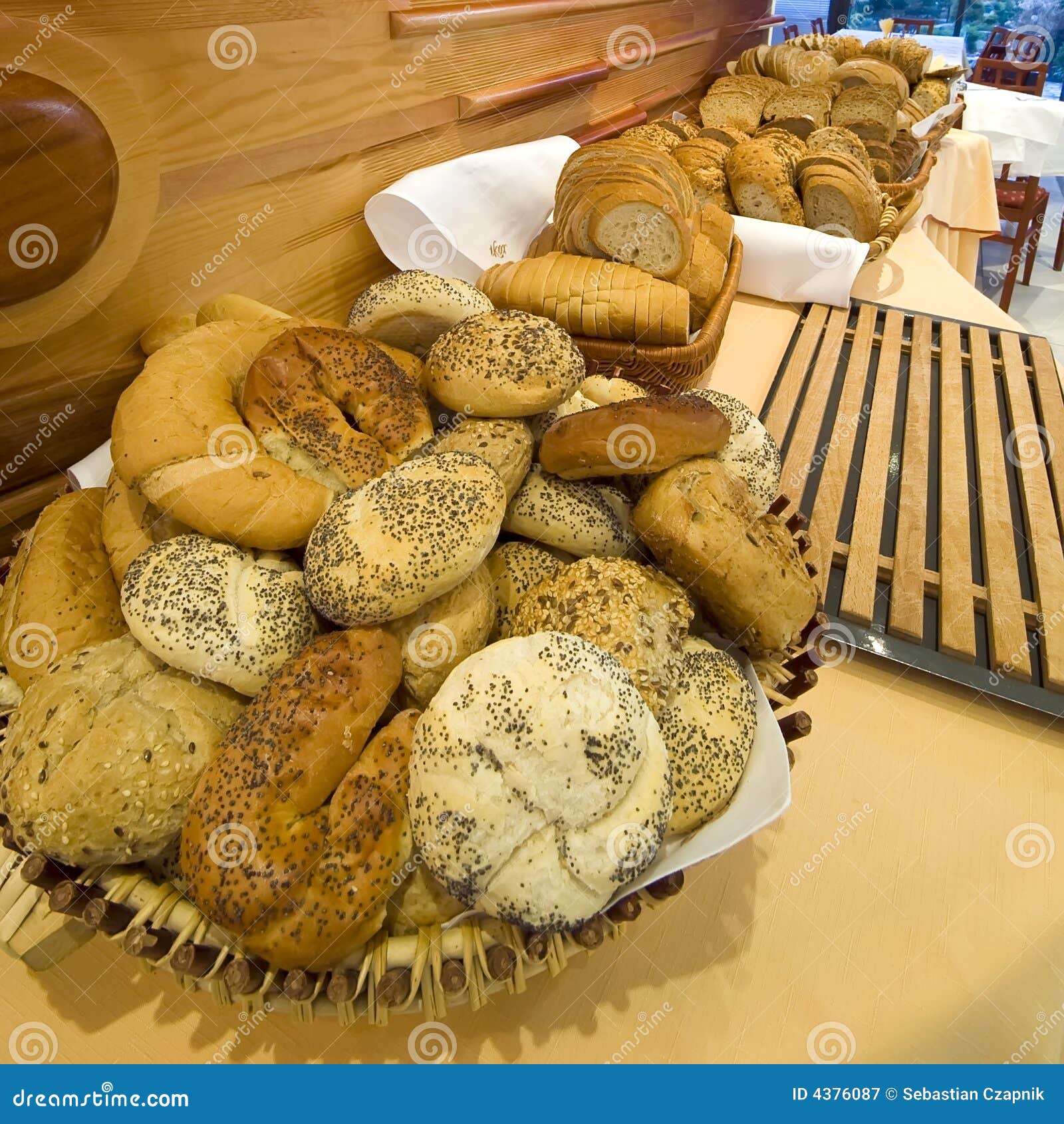 Bread and rolls buffet stock image. Image of setting, rolls - 4376087
