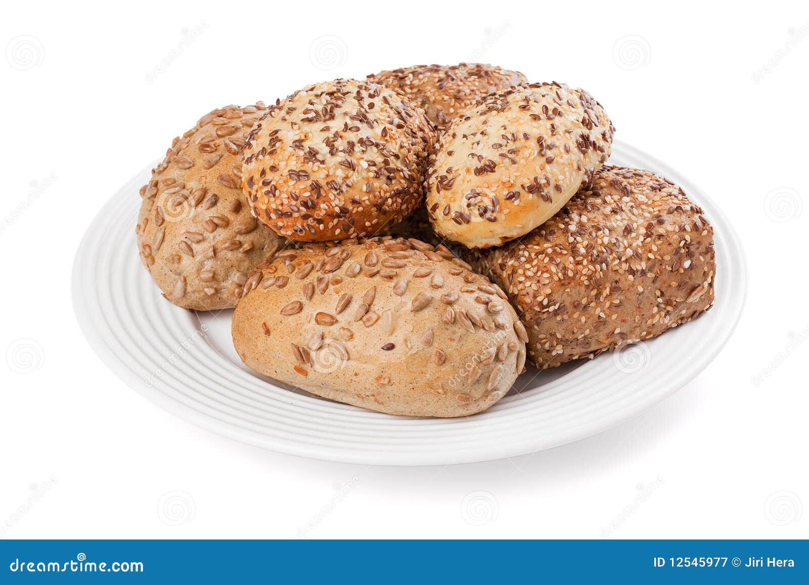 Bread rolls on plate stock image. Image of isolated, loaf - 12545977