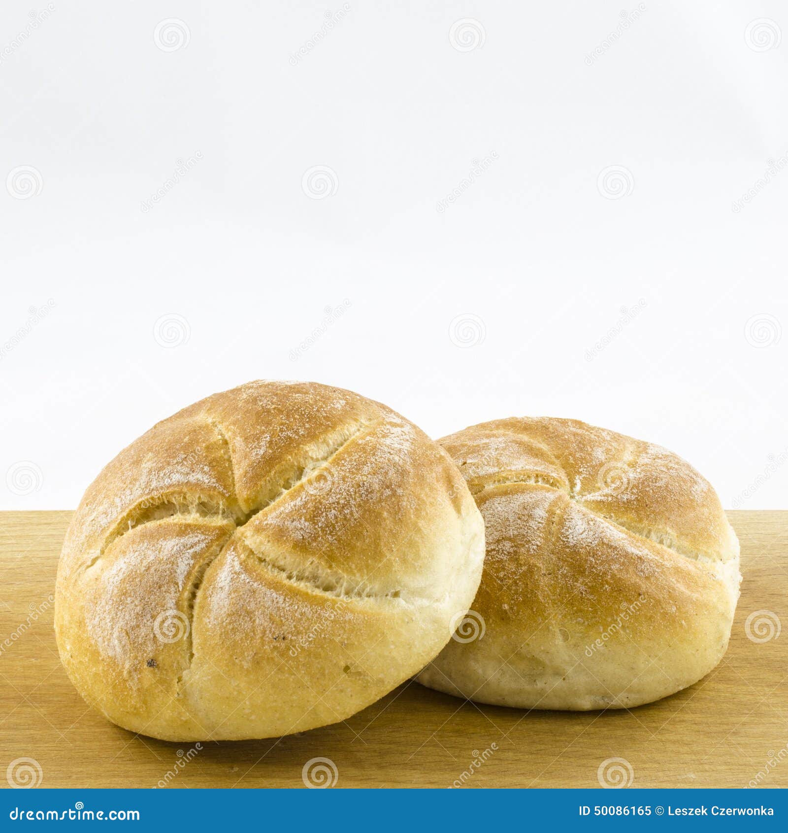 Bread Rolls on Table Isolated on White. Stock Image - Image of bakery ...