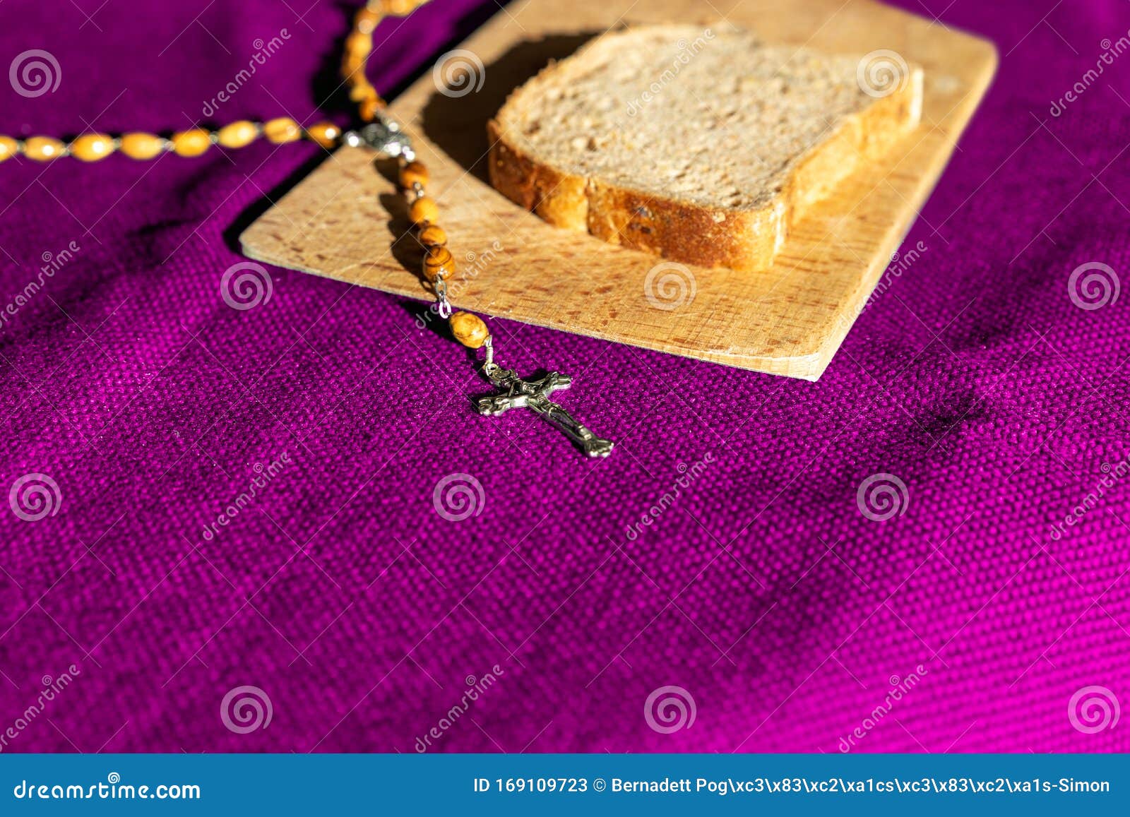 Bread and Rosary Beads Lent Concept before Easter . Stock Image - Image ...