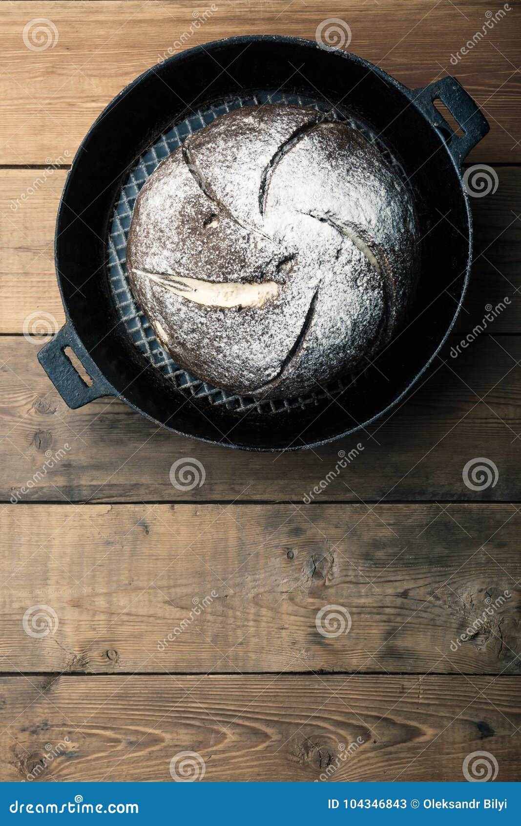 Bread on a round pan stock image. Image of brown, cuisine - 104346843