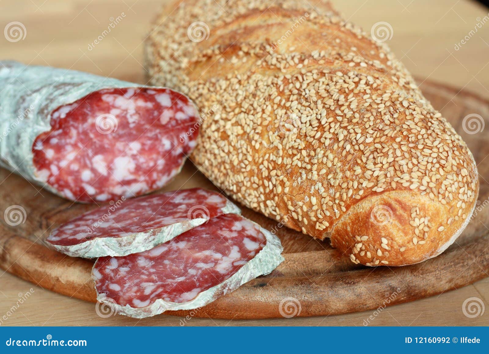 Bread and salami stock photo. Image of salami, baker - 12160992