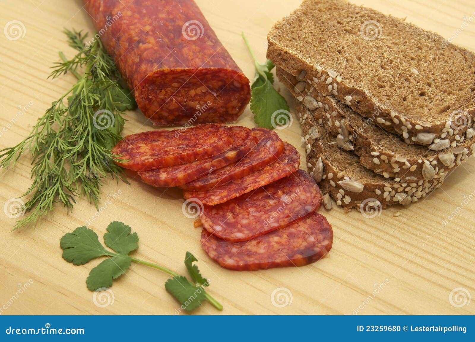 Bread and salami stock photo. Image of fresh, snag, food - 23259680