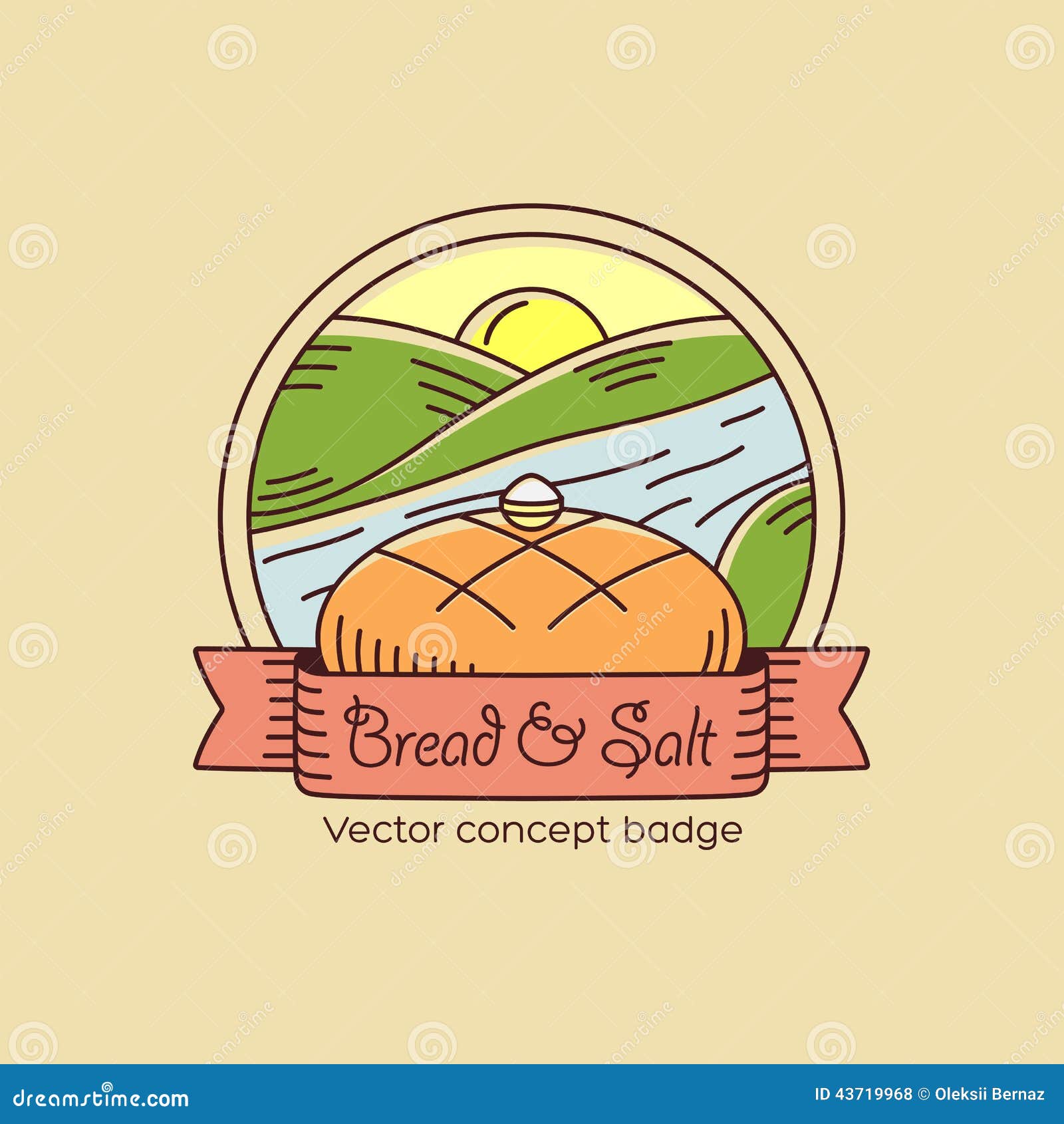 Bread and Salt Line Style Vector Badge or Logo Stock Vector ...