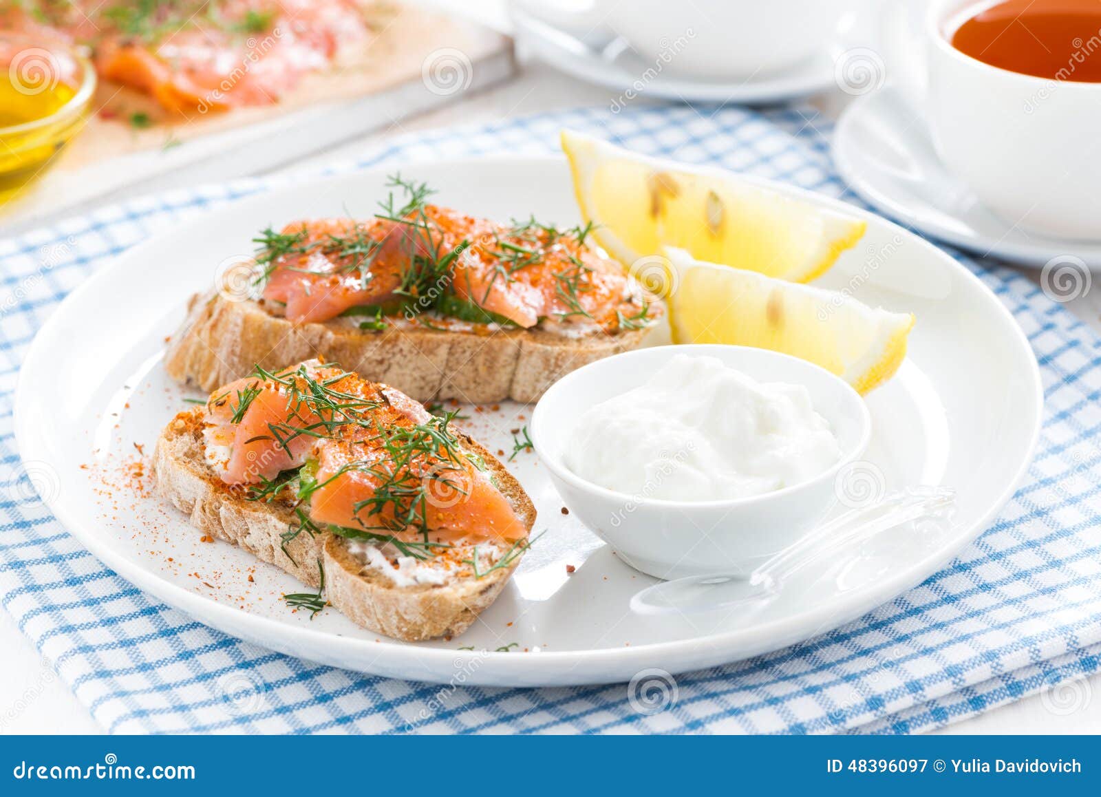 Bread with Salted Salmon and Cream Cheese Stock Image - Image of ...