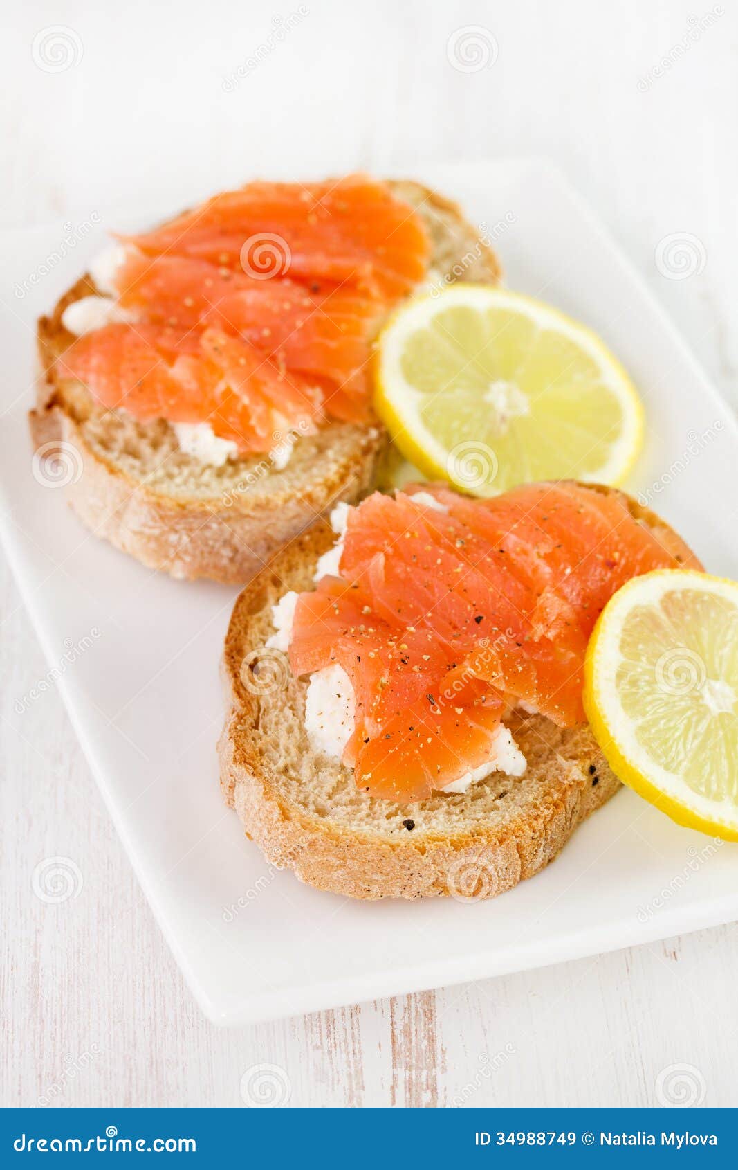 Bread with salted salmon stock image. Image of salted - 34988749