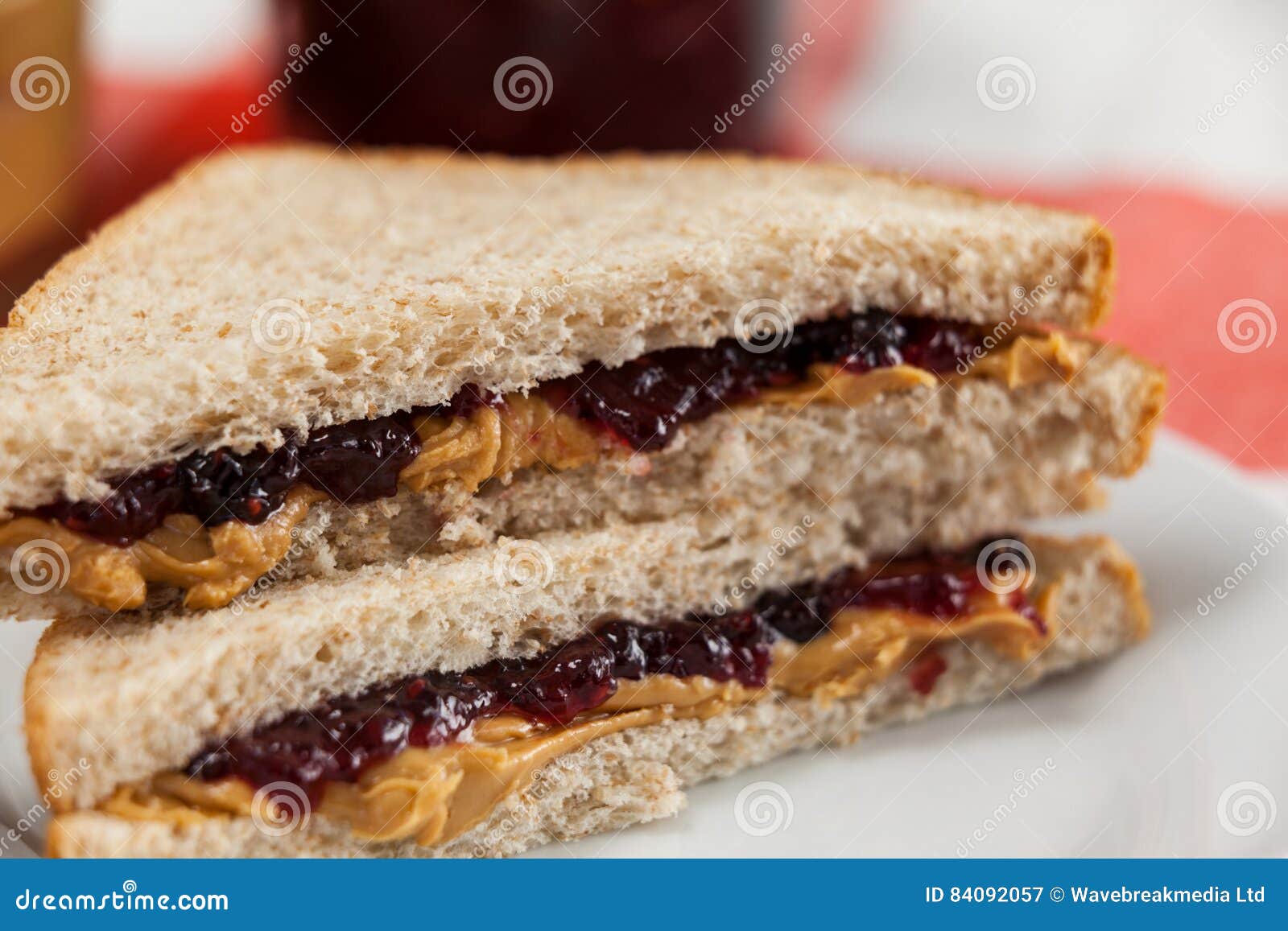 Bread Sandwich with Jam and Peanut Butter Stock Image - Image of sliced ...