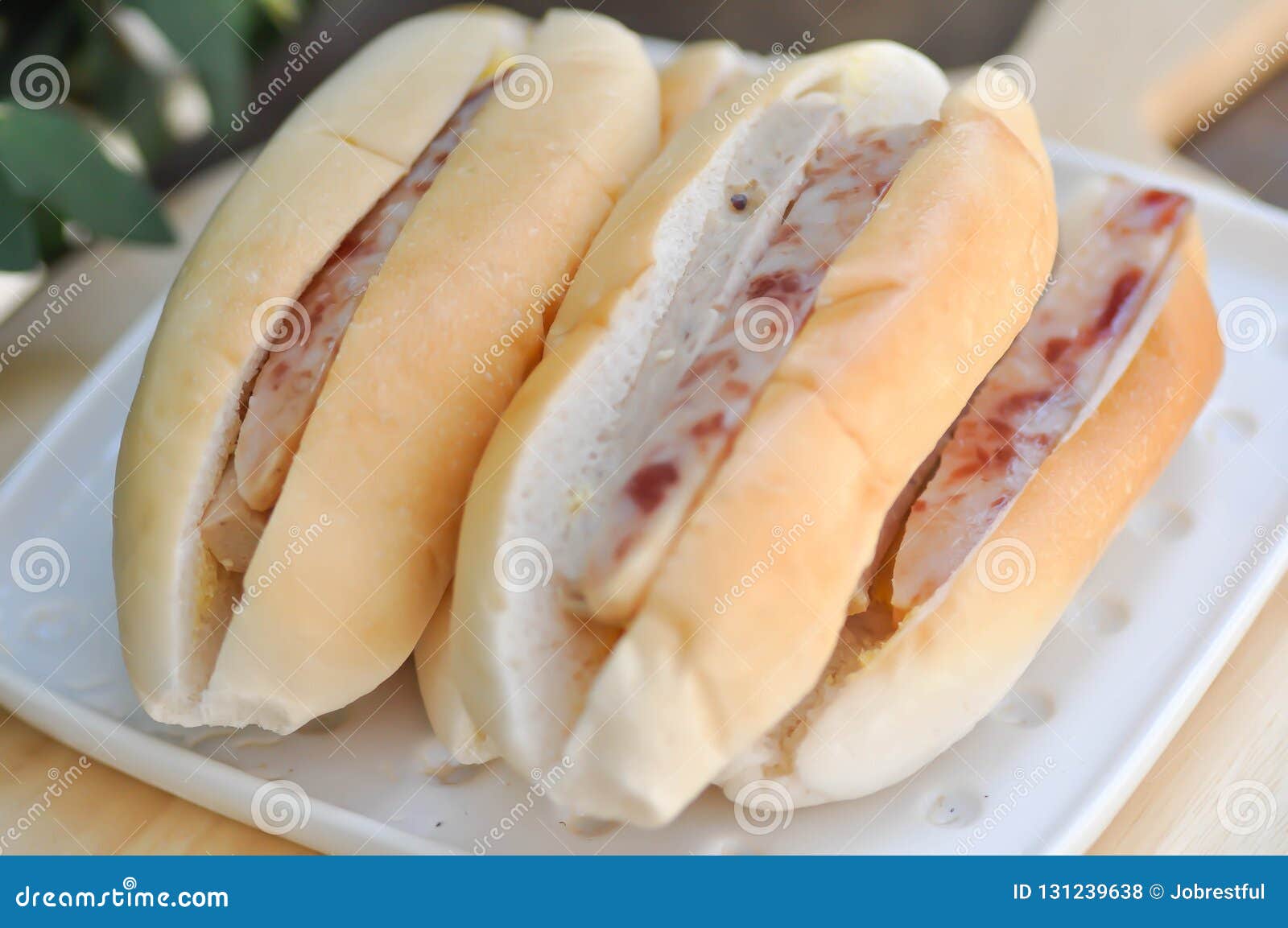 Bread with Sausage Stuffed or Laos Bread Stock Photo - Image of stuffed ...