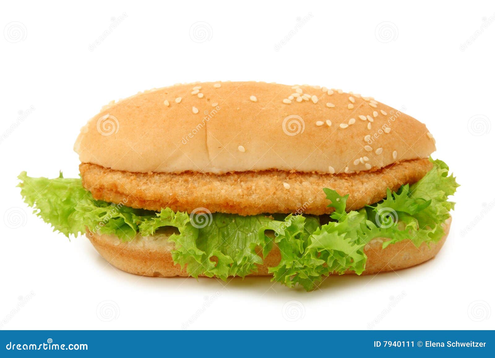 Bread with Schnitzel and Lettuce Stock Image - Image of cooked ...