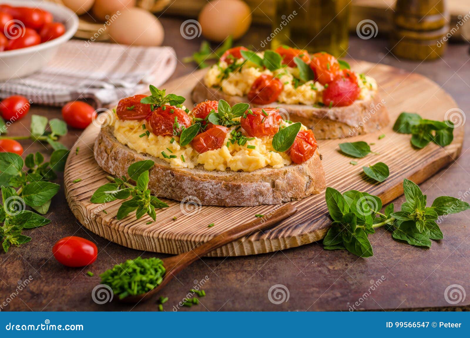Bread scrambledd eggs stock image. Image of crispy, breakfast - 99566547