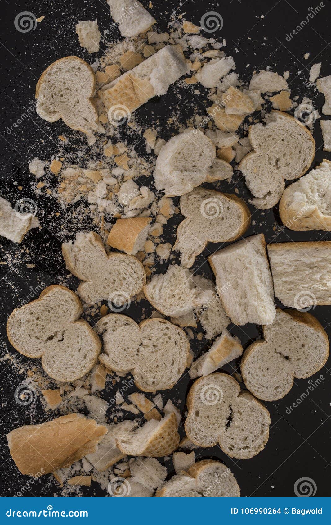 Bread Scraps and Offcuts on a Cutting Board Stock Photo - Image of ...