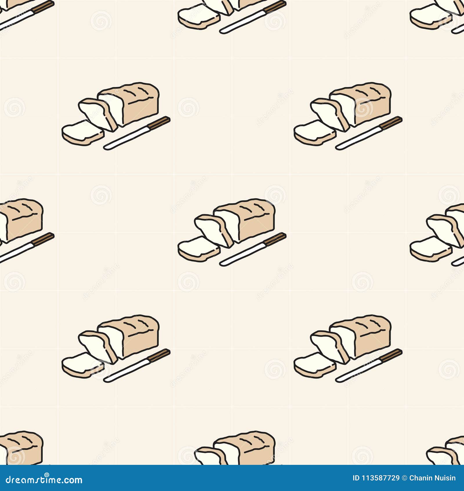 Bread Seamless Pattern Vector Baked Bakery Wallpaper Background Stock ...