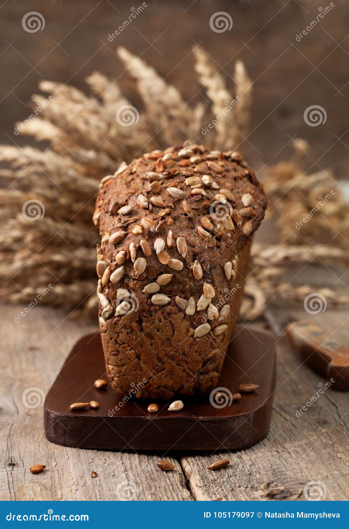 Bread with seeds stock image. Image of diet, flax, dough - 105179097