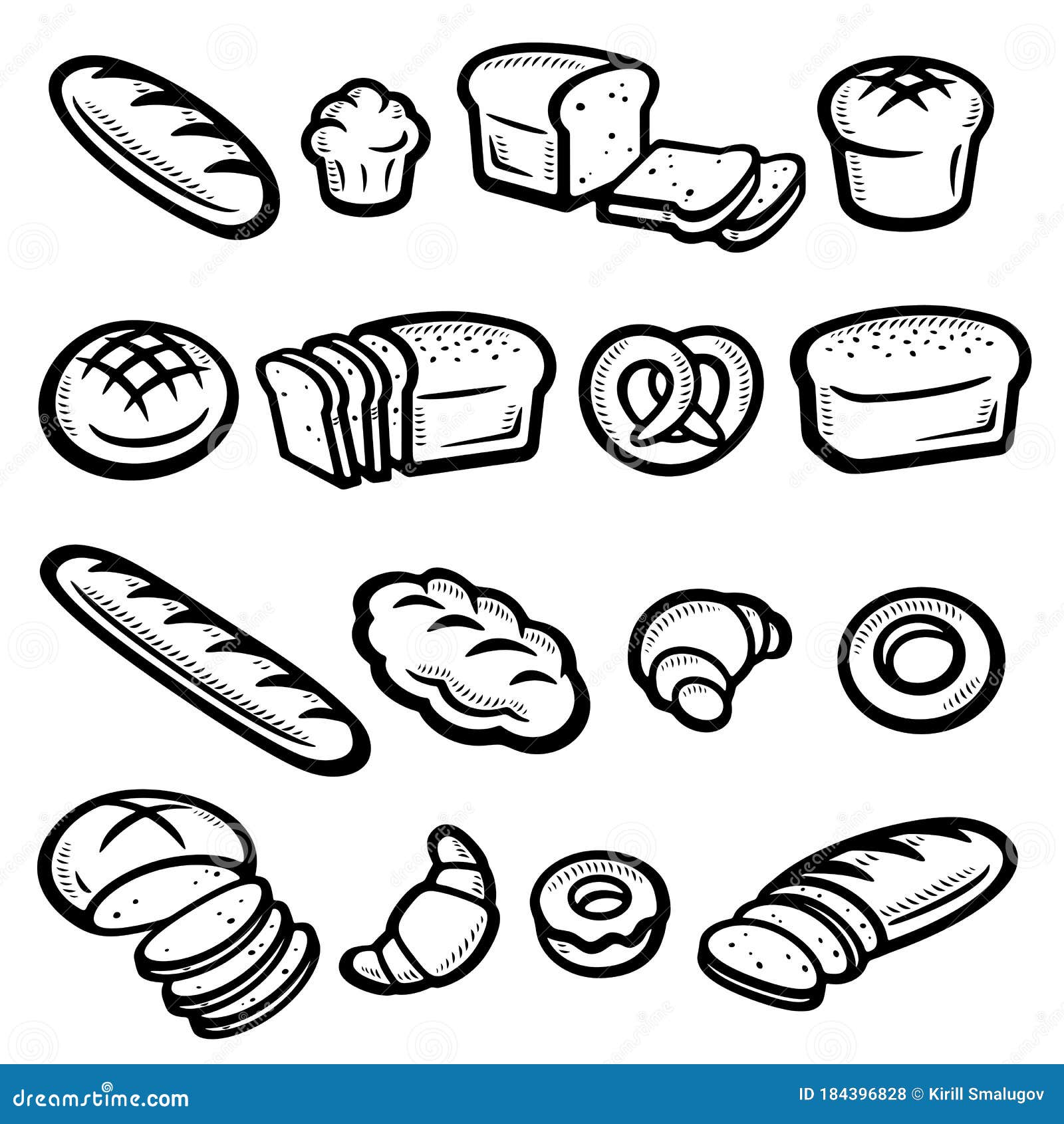 Bread Set. Collection Bread Icons Stock Vector - Illustration of ...