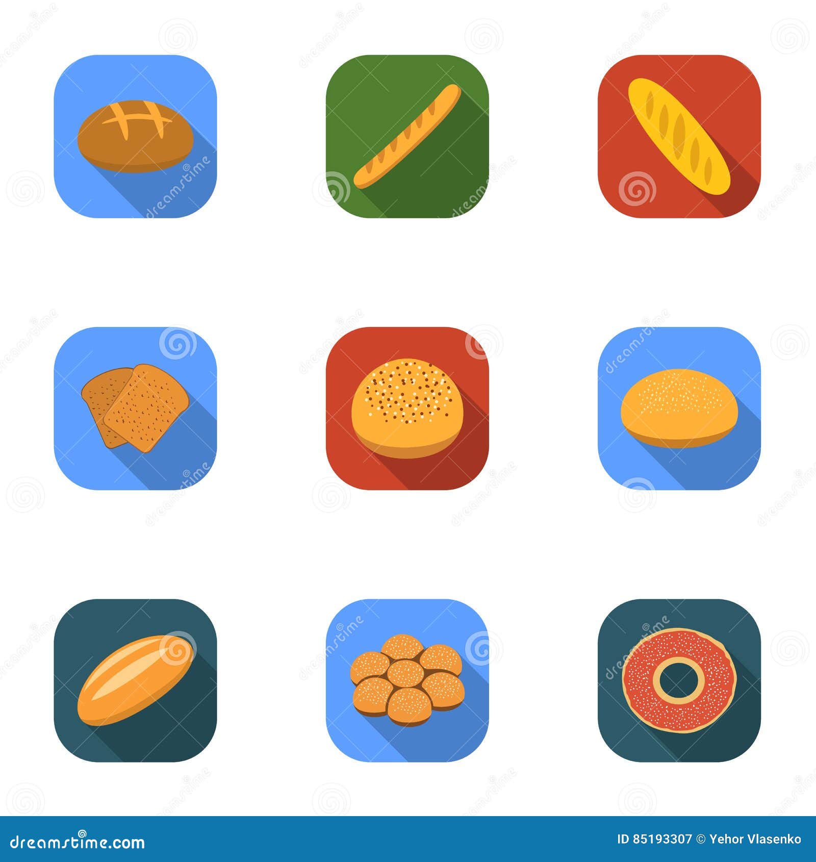 Bread Set Icons in Flat Style. Big Collection of Bread Vector Symbol ...