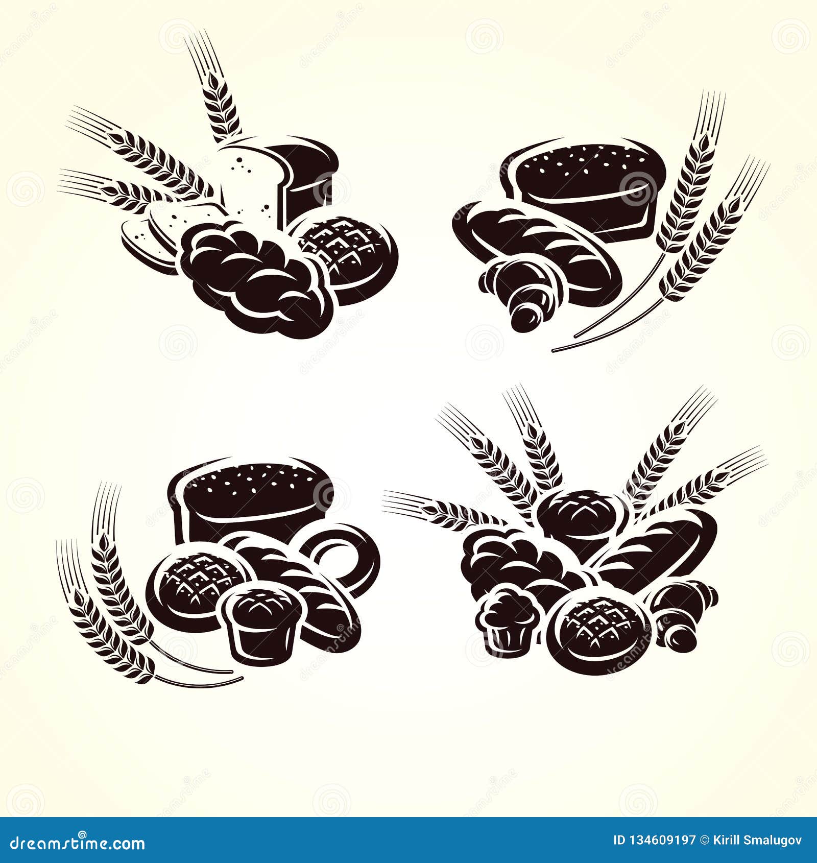 Bread set. Vector stock vector. Illustration of breakfast - 134609197