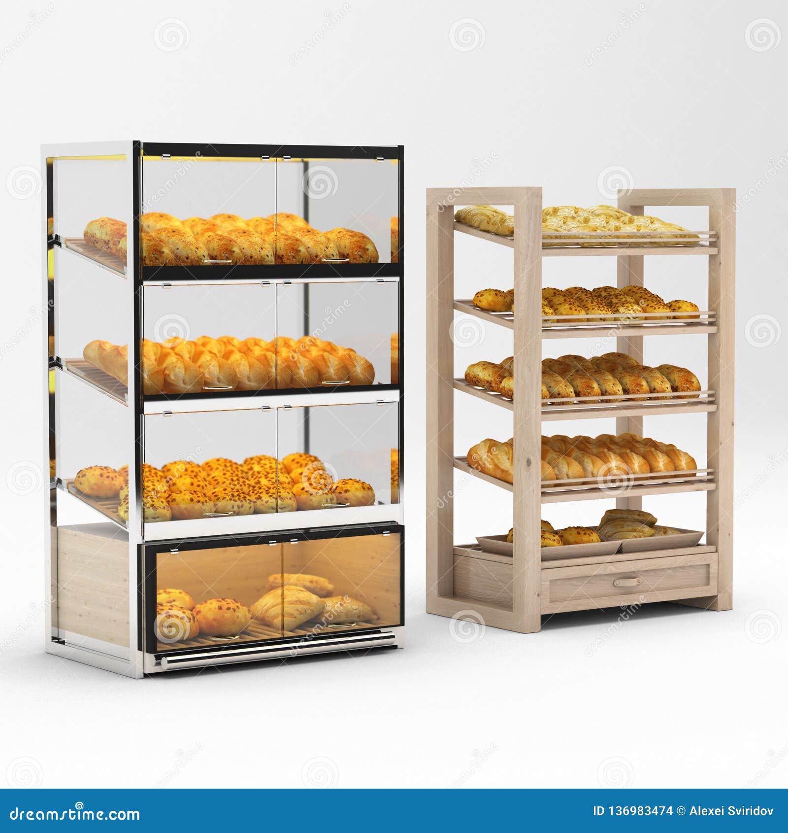 Bread shelves stock illustration. Illustration of manufacturing - 136983474