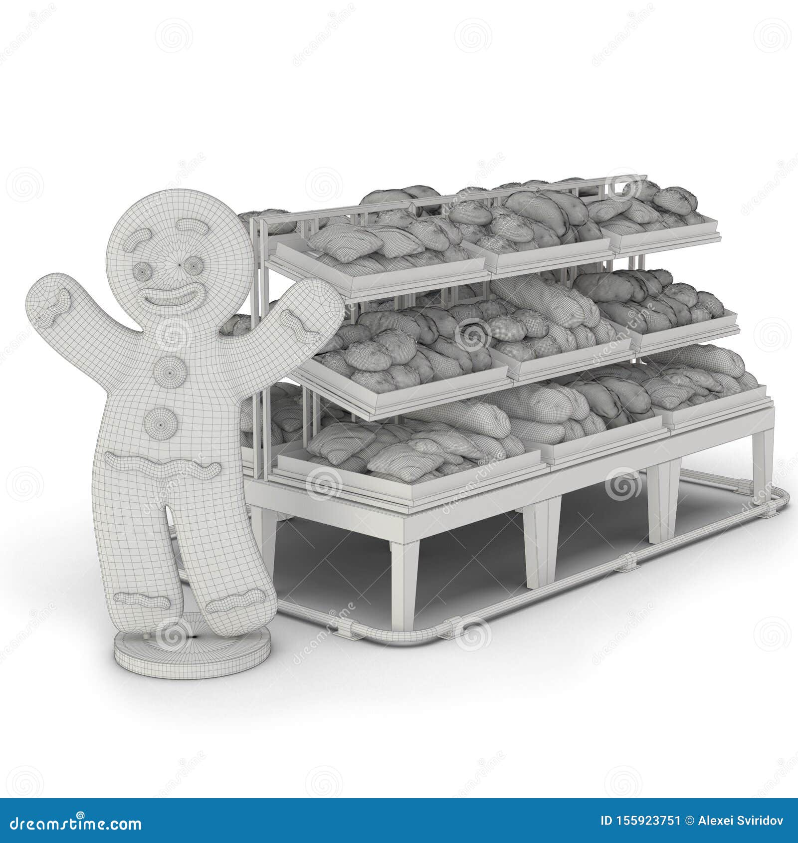 Bread shelves stock illustration. Illustration of grocery - 155923751