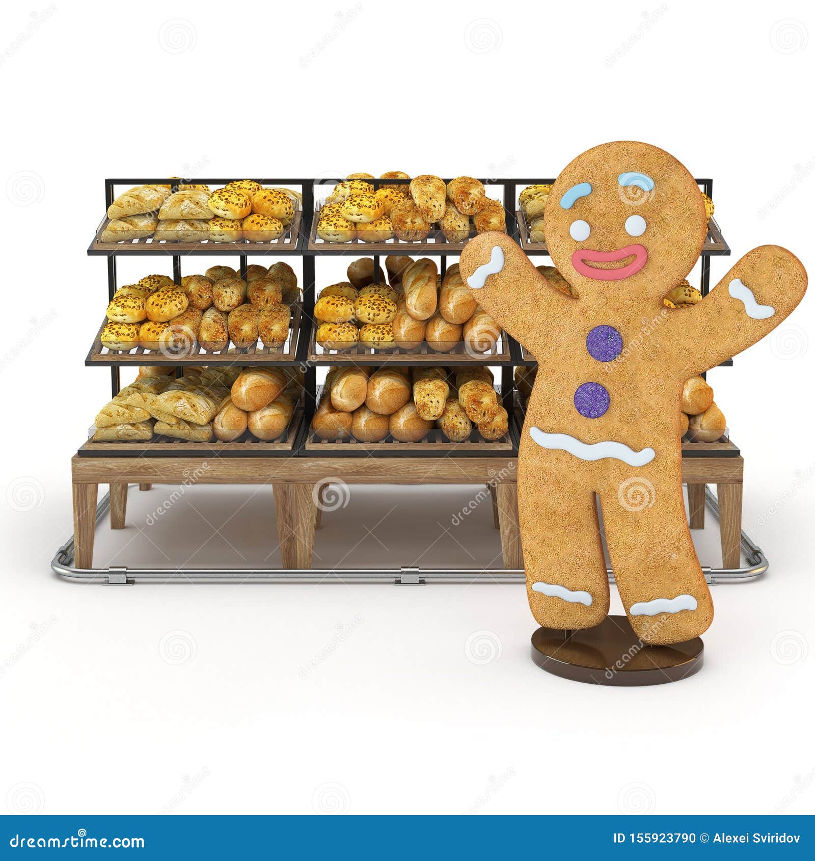 Bread shelves stock illustration. Illustration of goods - 155923790
