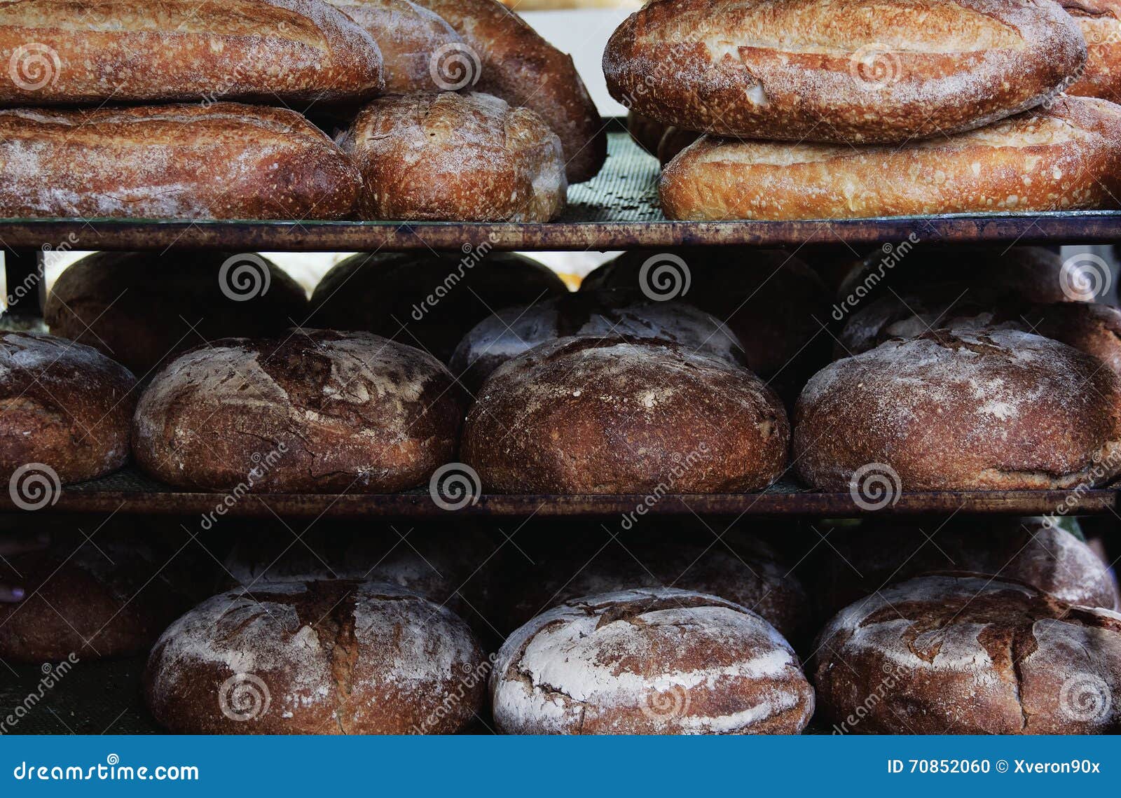 Bread on the Shelves.Racks of Bread at the Bakery. Stock Photo - Image ...