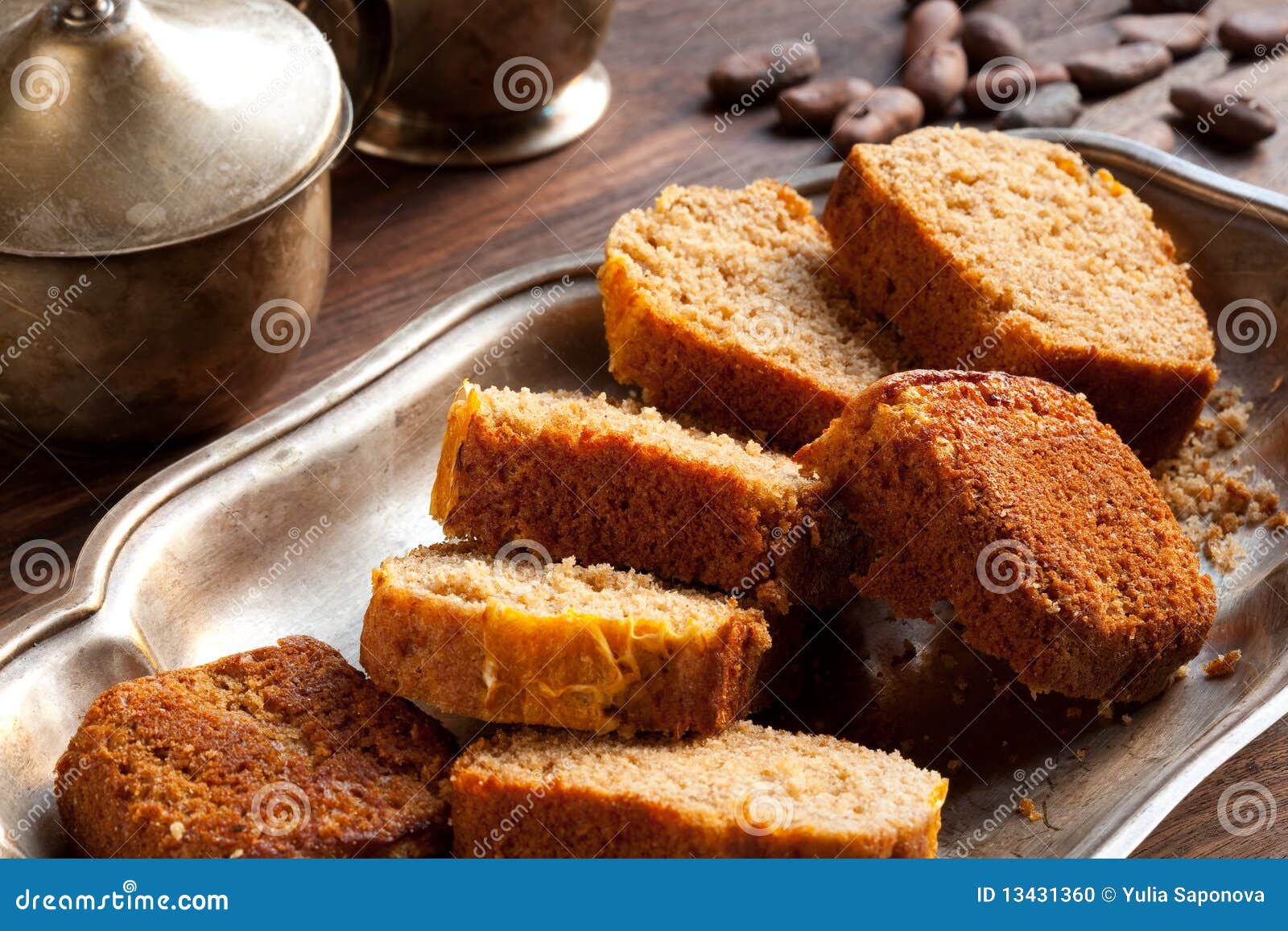 Bread on silver dish stock photo. Image of meal, eating - 13431360