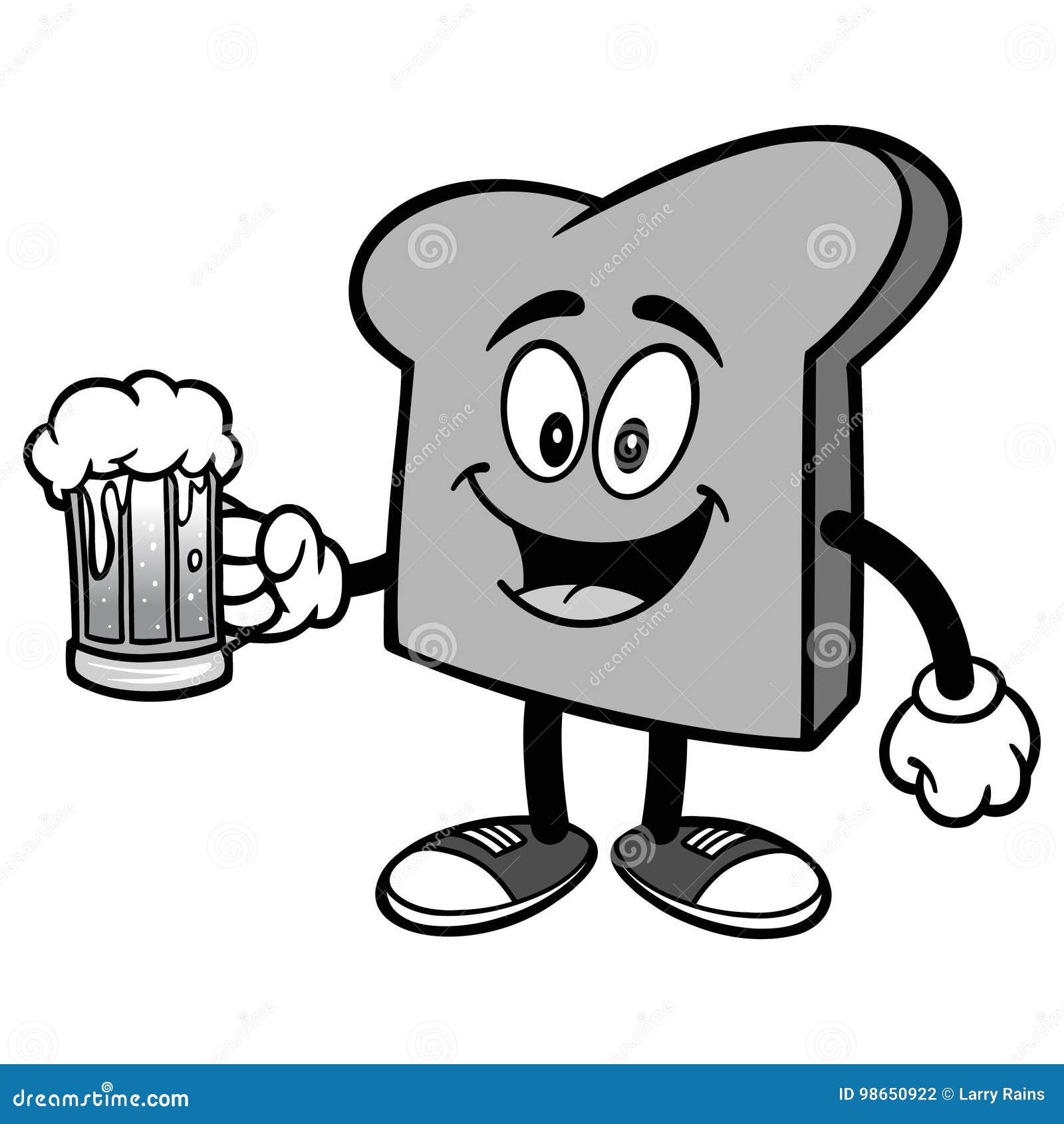 Bread Slice with Beer Illustration Stock Vector - Illustration of ...