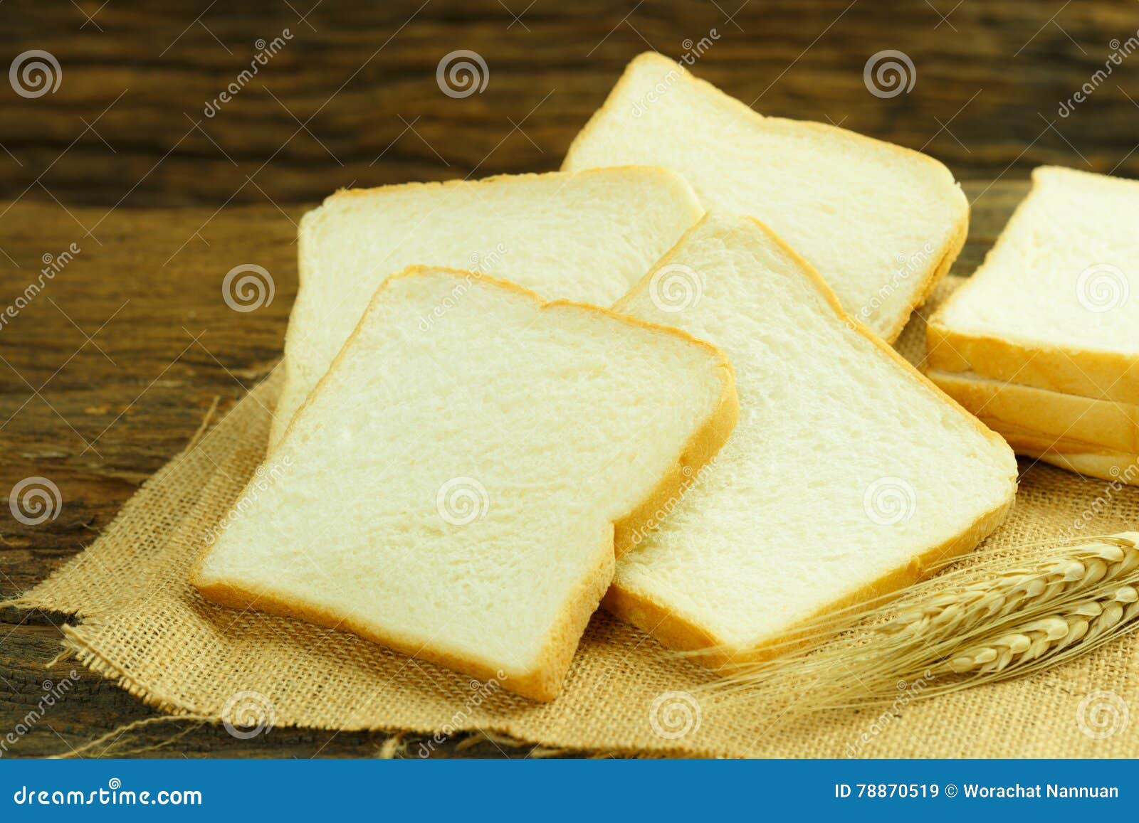 Bread Slice. Bread White. Bread on Wood. Bread on Table Stock Image ...