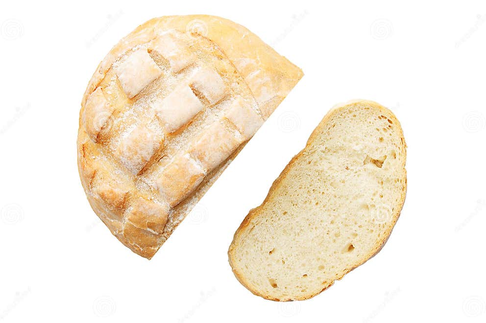 Bread and Slice of Bread. White Isolate Stock Image - Image of slices ...