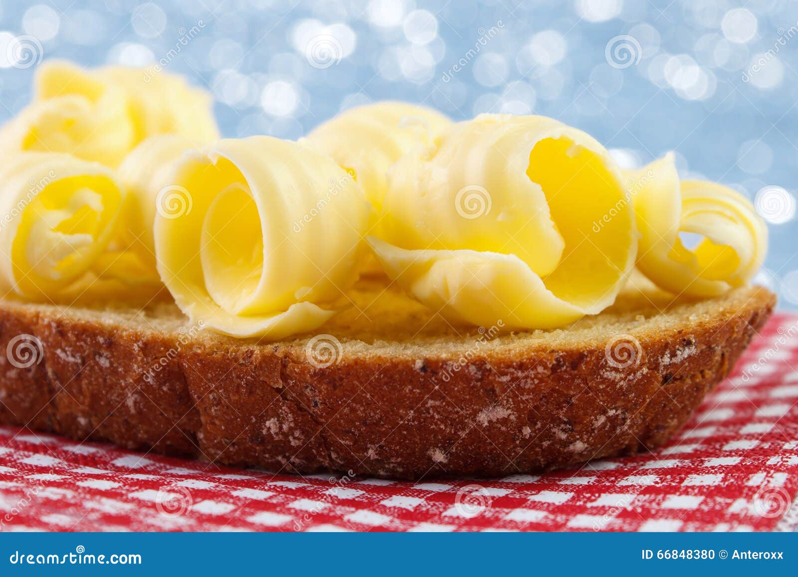 Bread Slice with Butter Curls Stock Photo - Image of butter, curl: 66848380