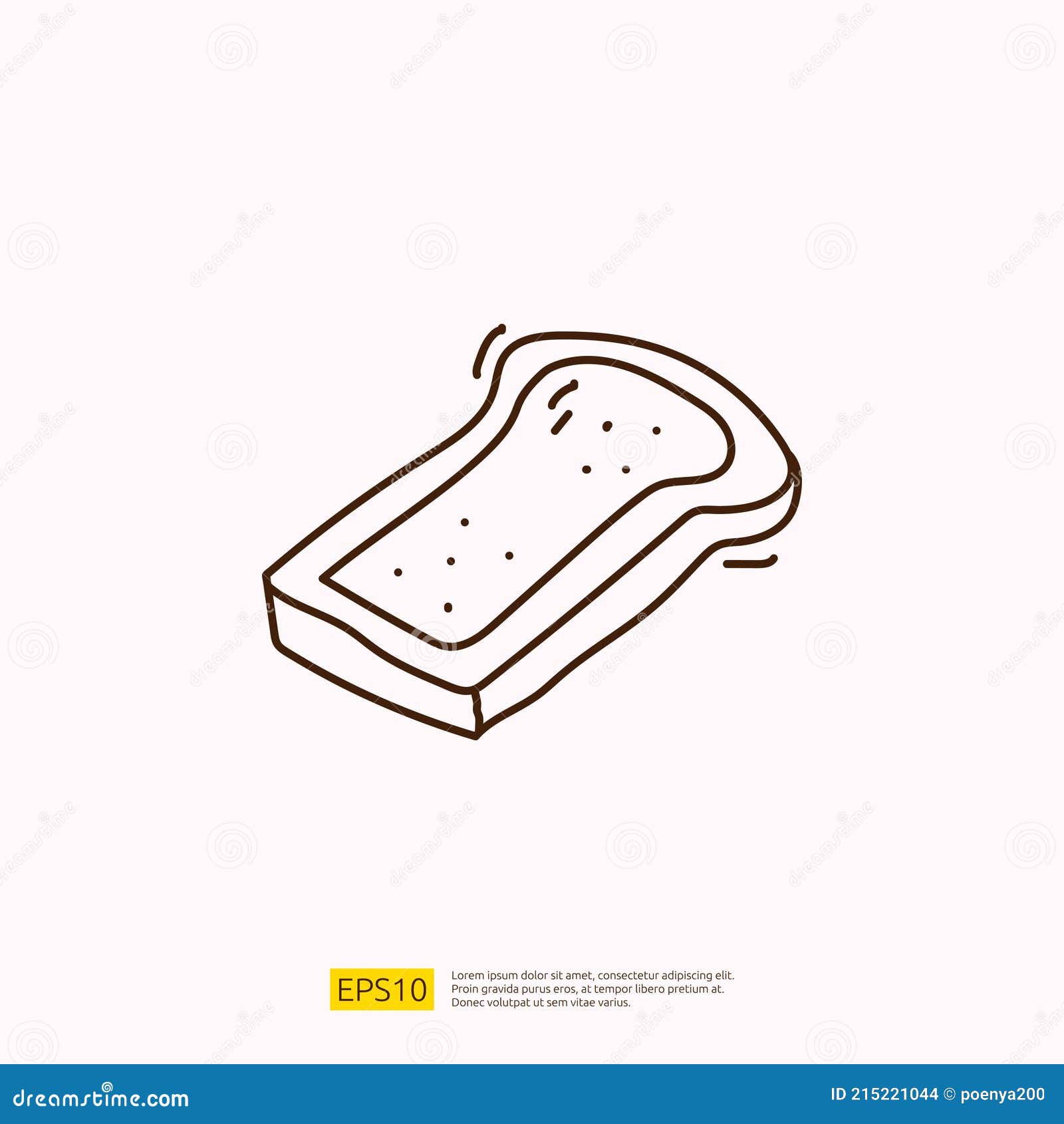 Bread Slice for Cafe Concept Vector Illustration. Hand Drawing Doodle ...