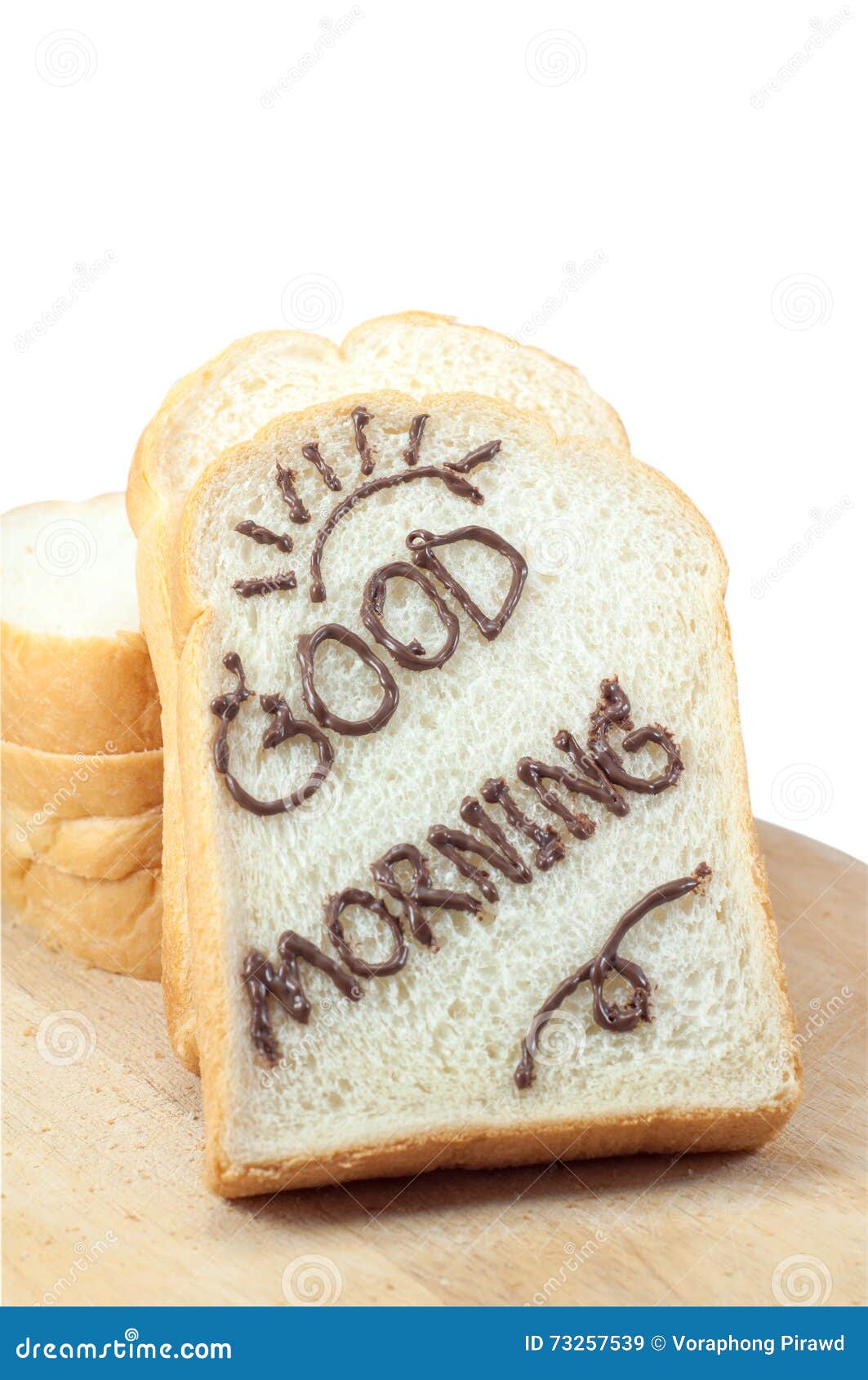 Bread Slice with Chocolate and Word Good Morning Stock Image - Image of ...