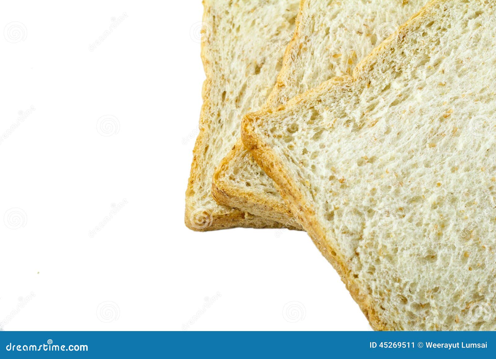 Bread Slice Isolated on White Background Stock Image - Image of bakery ...