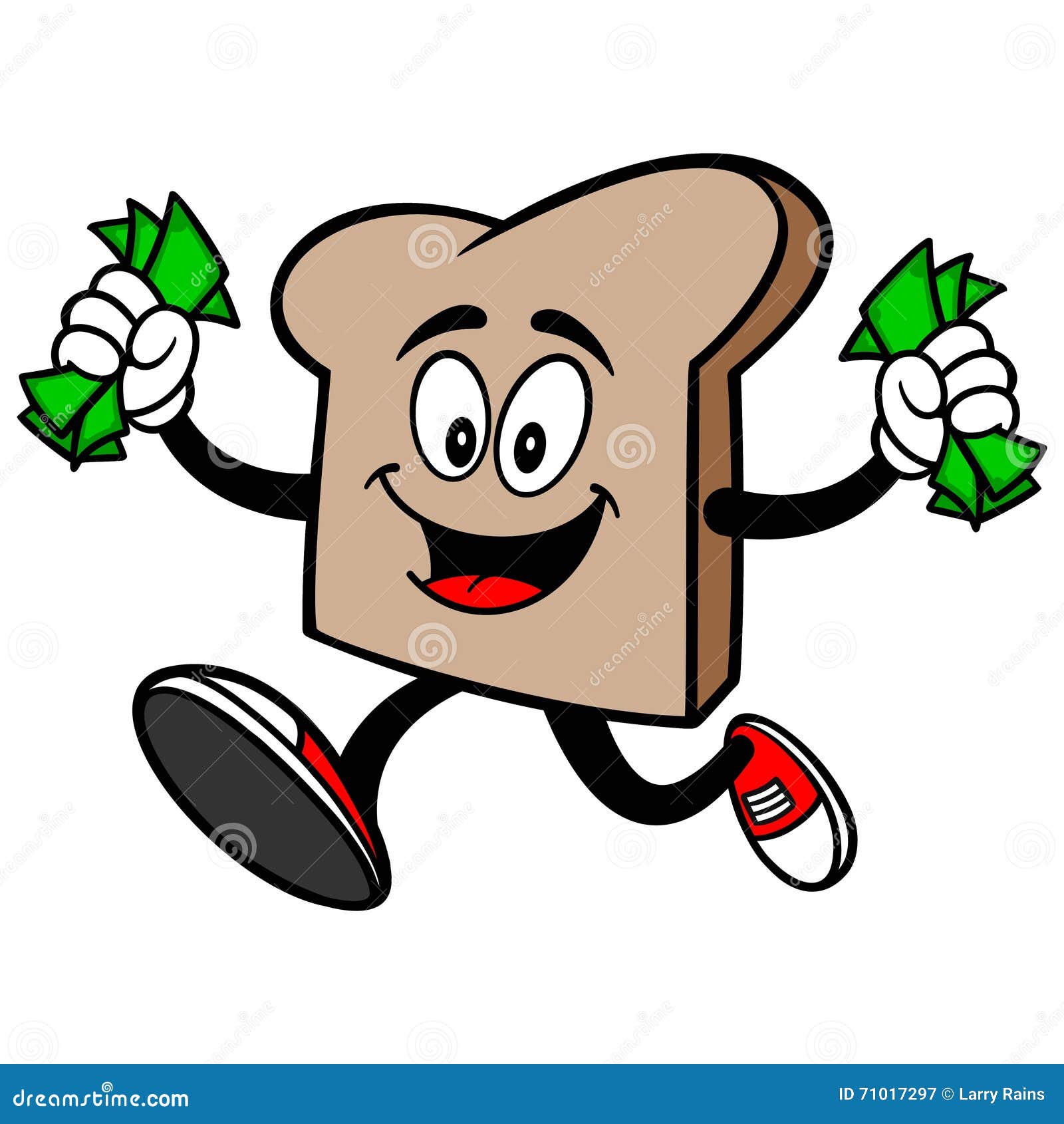 Bread Slice Running with Money Stock Vector - Illustration of running ...