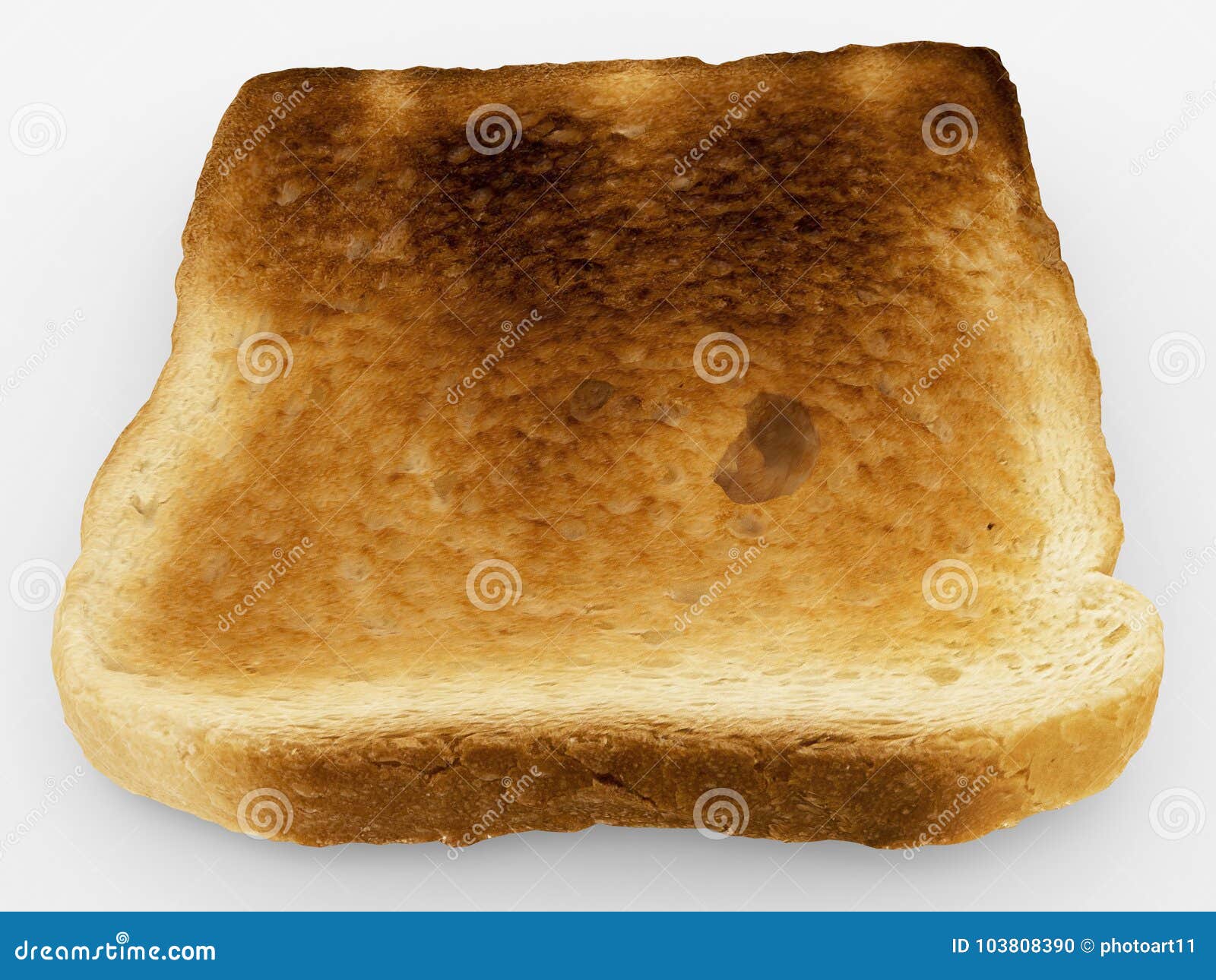 Bread Slice - Single Baked Toast Close-up - Isolated on White Stock ...