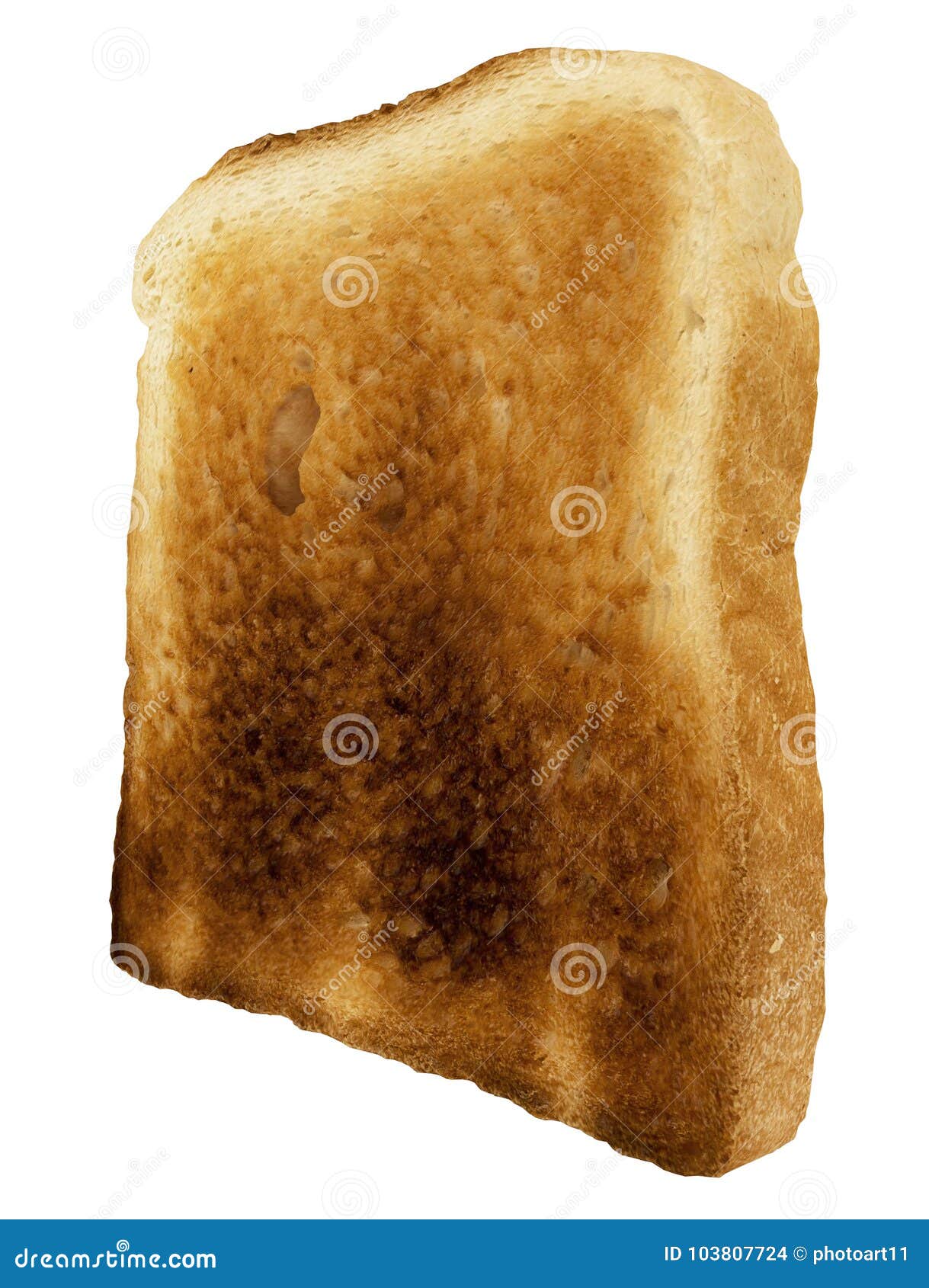 Bread Slice - Single Baked Toast Close-up - on White Stock Photo ...