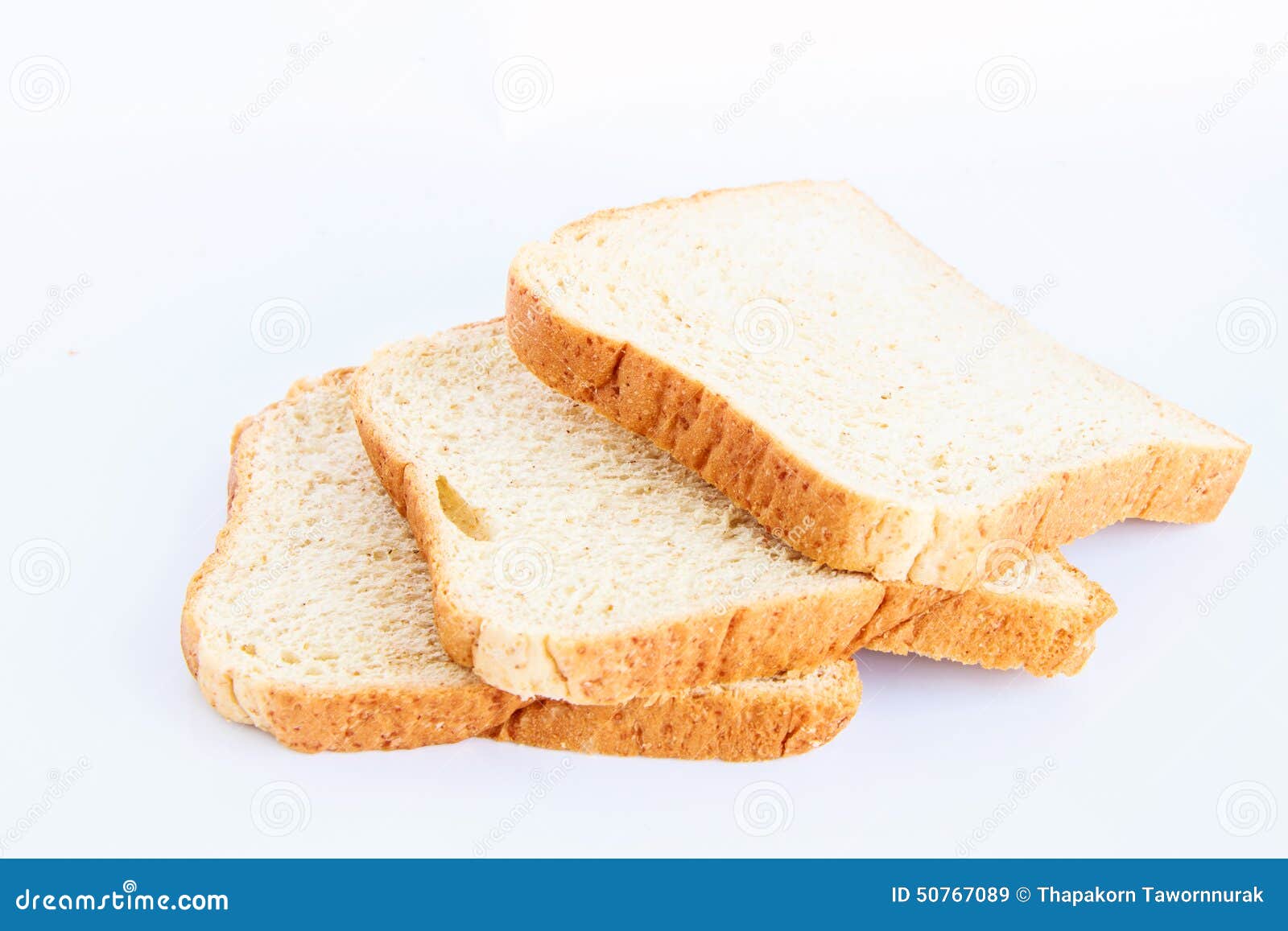 Bread Slice on White Background Stock Image - Image of closeup, food ...