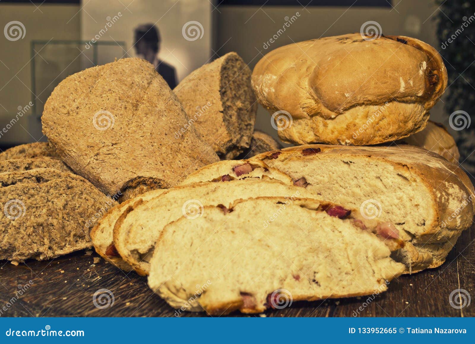 Bread sliced on the board stock image. Image of kitchen - 133952665